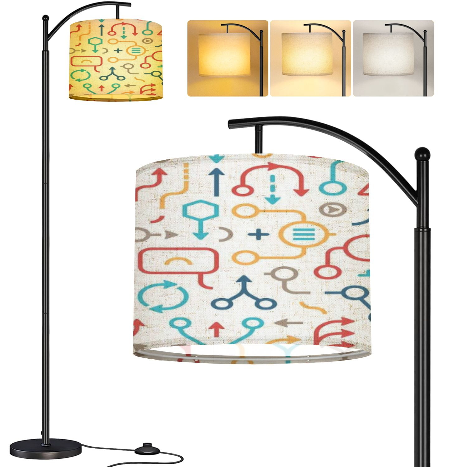 Arc Floor Lamp Seamless Colorful Curved Arrows Lines Scheme Elements ...