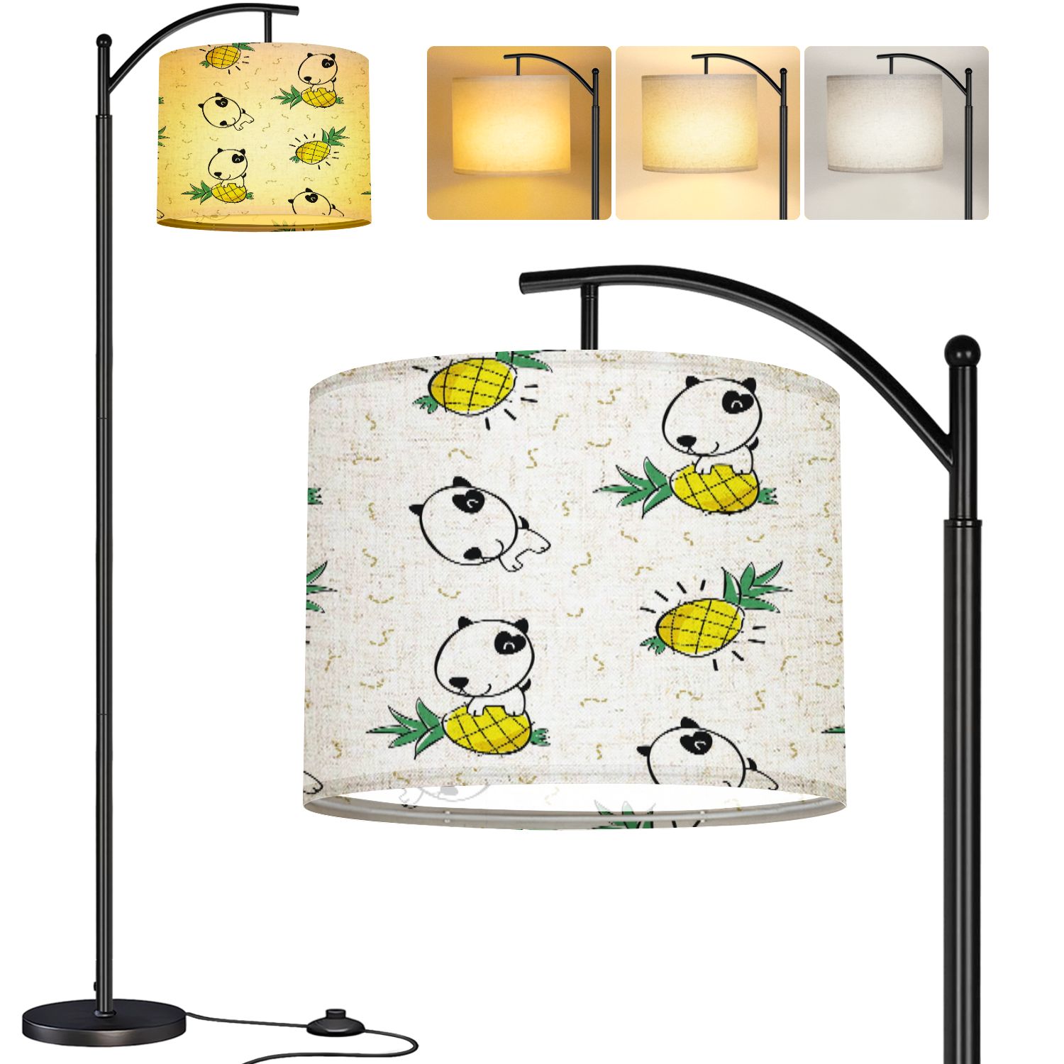 Arc Floor Lamp Seamless Cute bull terrier cartoon pineapple white Tall ...