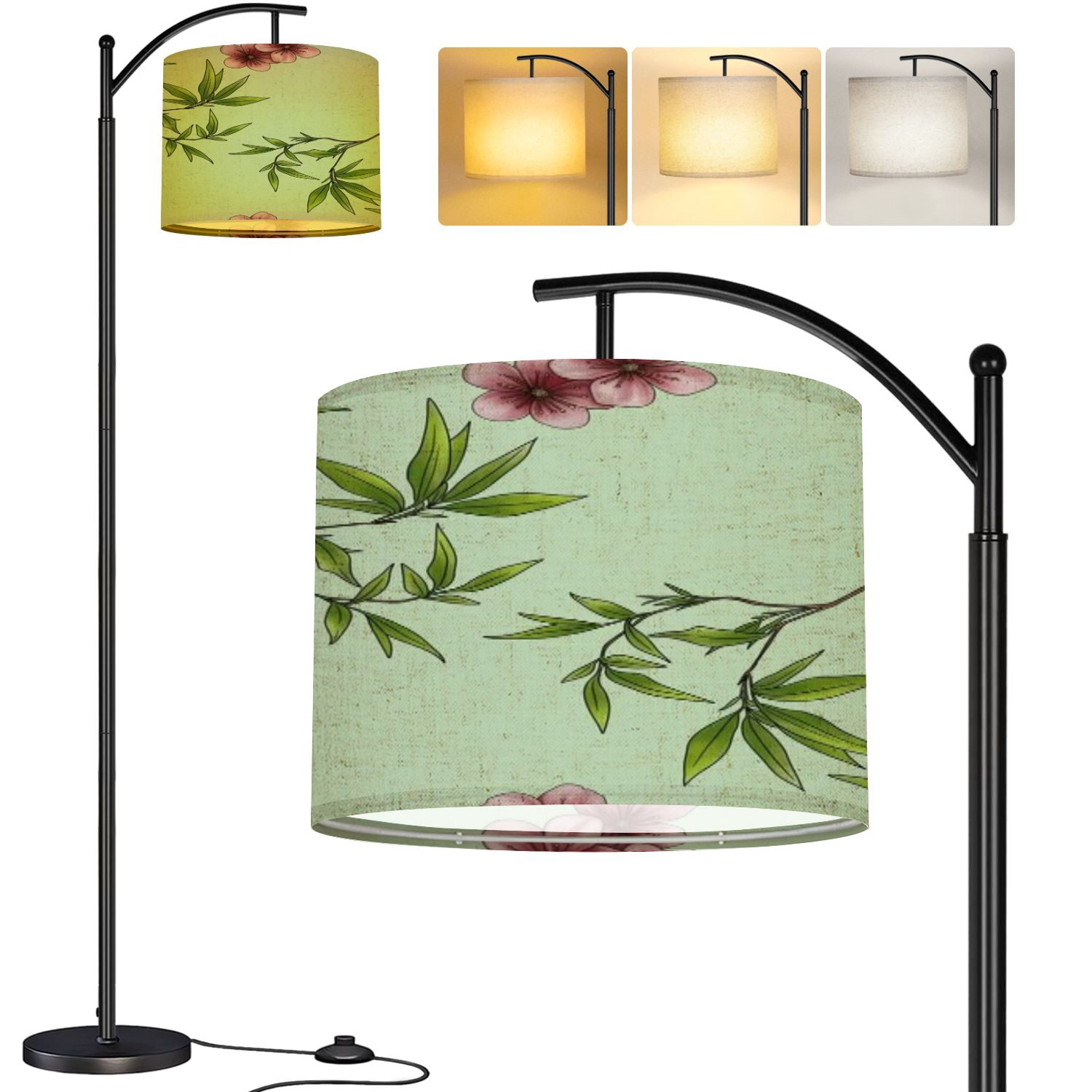 Arc Floor Lamp Seamless Pattern Bamboo Leaves Big Design Pastel Green ...