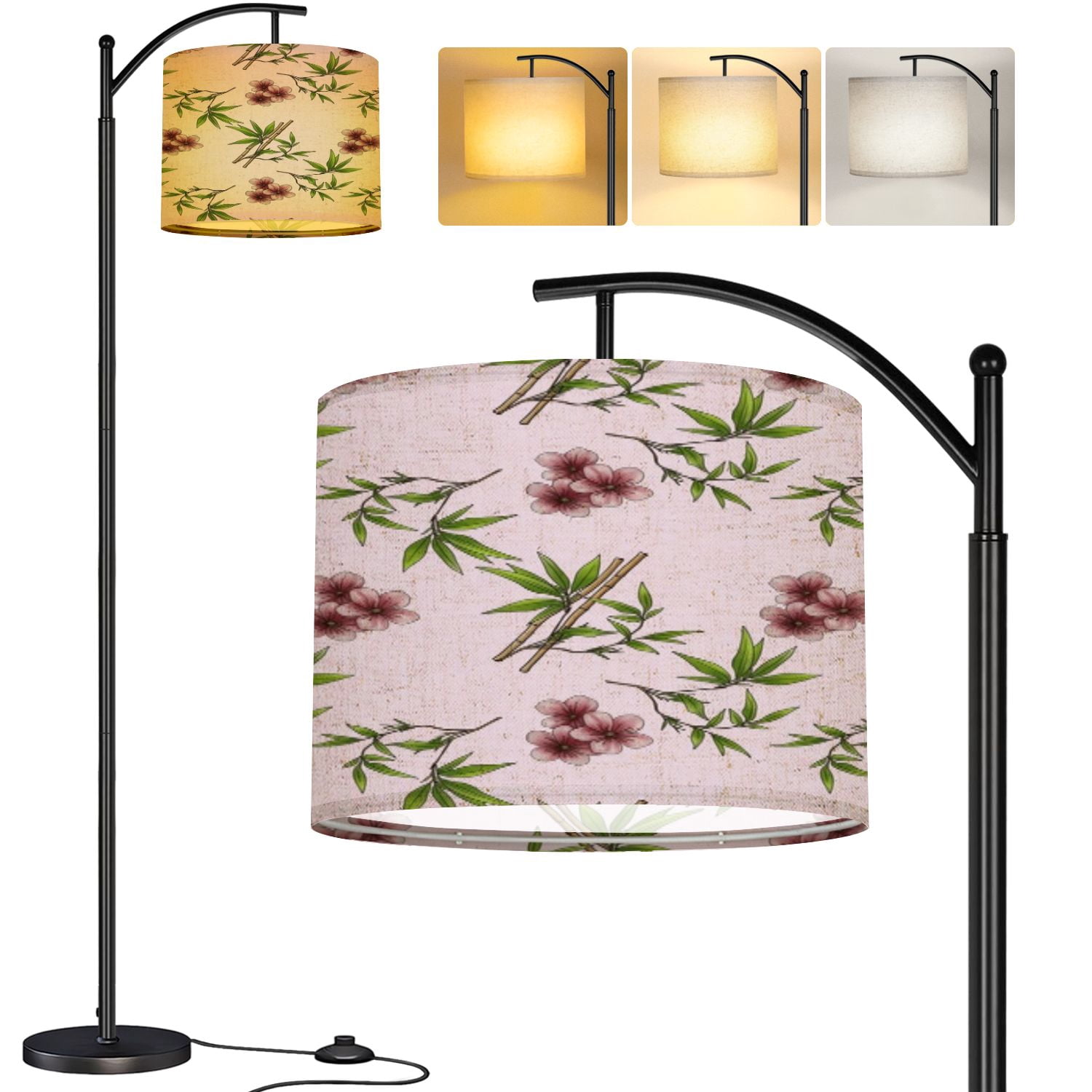 Arc Floor Lamp Seamless Pattern Bamboo Leaves Small Design Pastel Pink ...