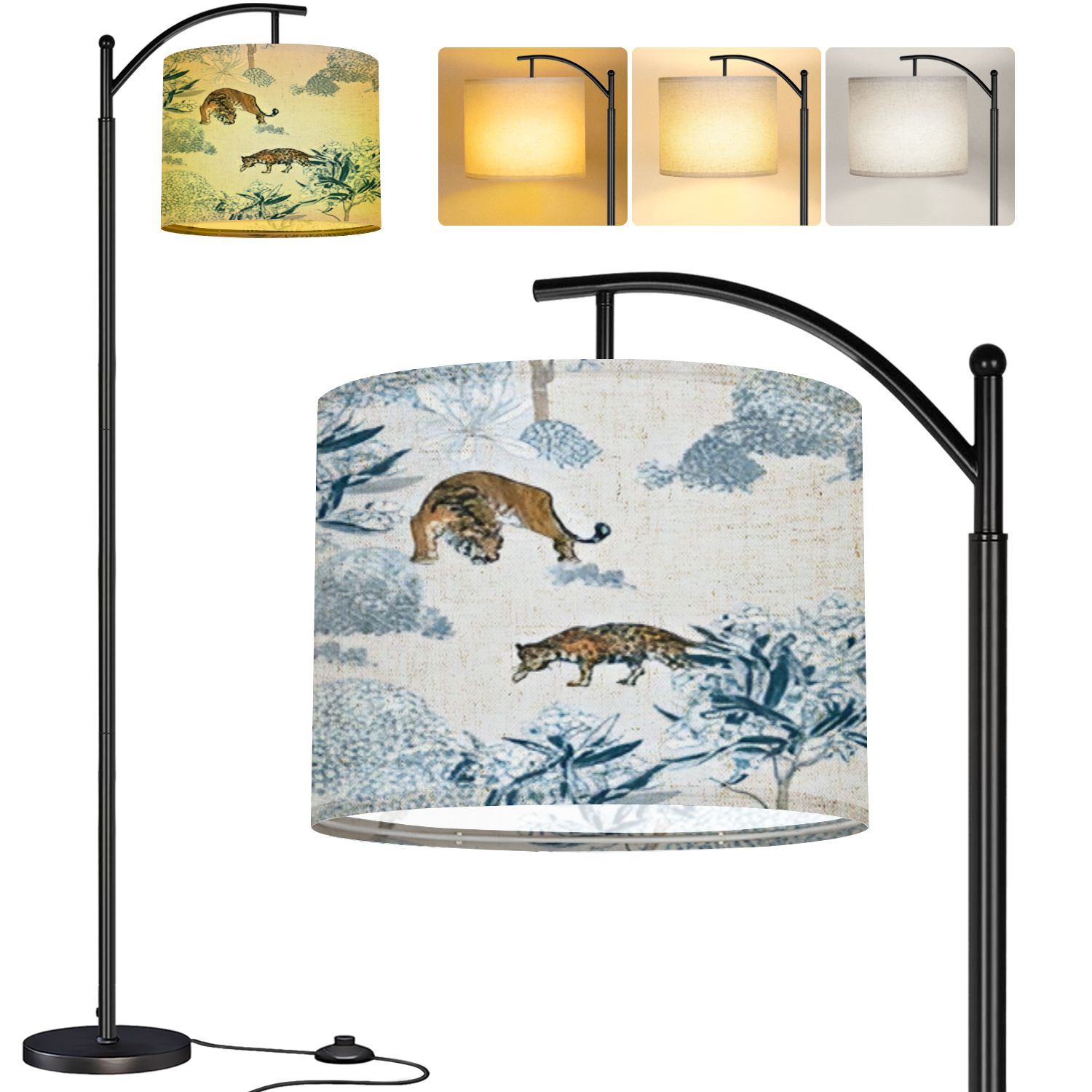 Arc Floor Lamp Seamless Pattern Chinoiserie Chinese Blue White Print ...