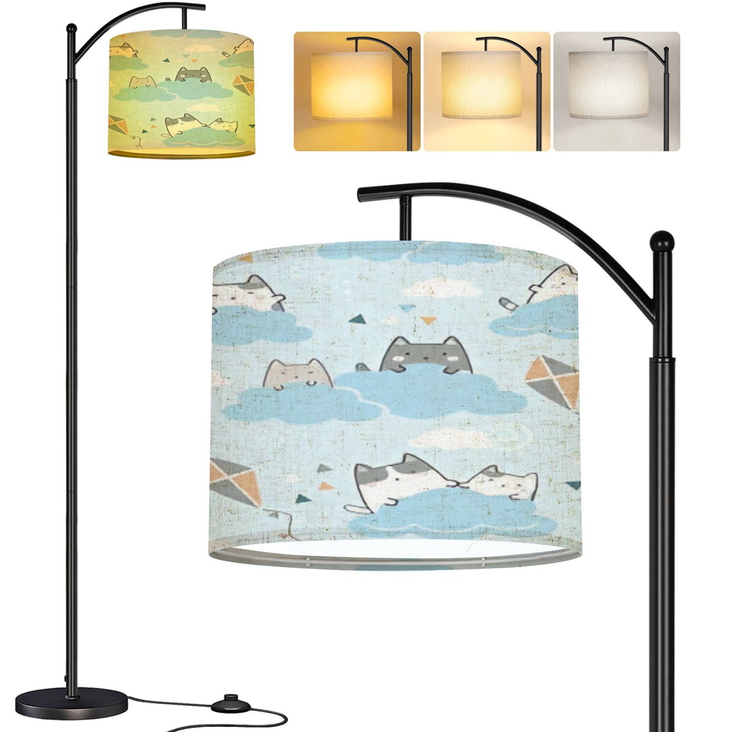 Arc Floor Lamp Seamless Pattern Kawaii Cute Cats play Cartoon Animals ...