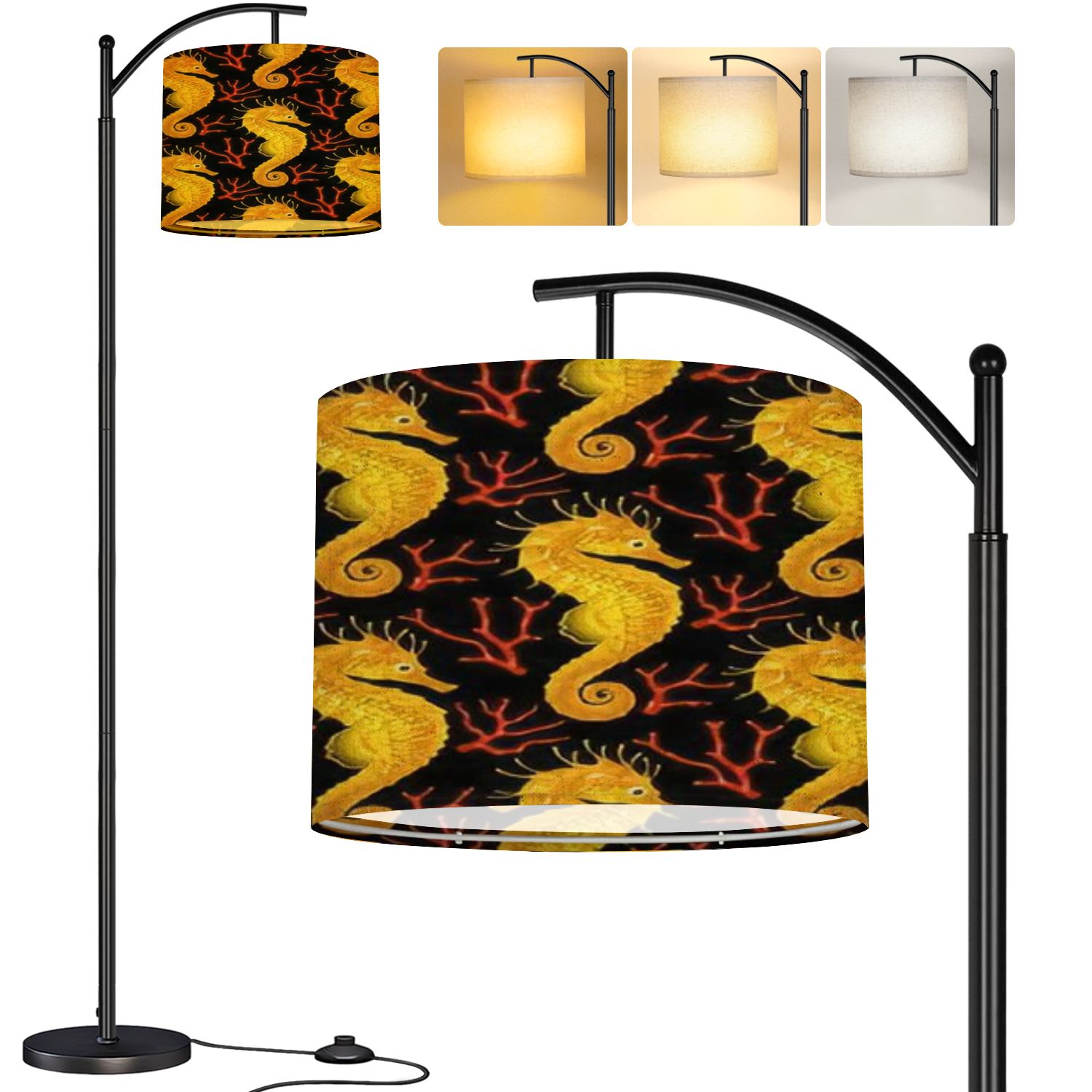 Arc Floor Lamp Seamless Pattern whith Seahorse Yellow Thorny ...