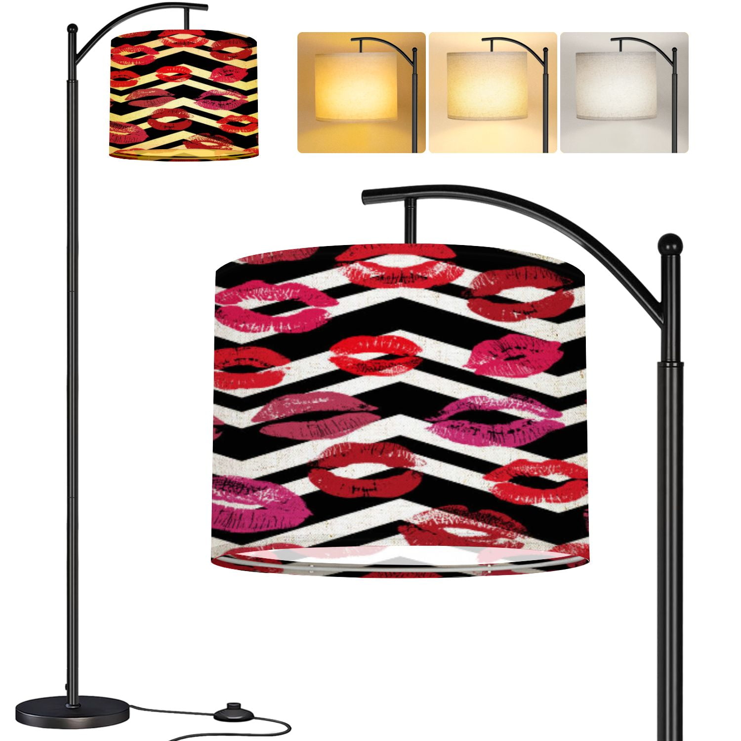 Arc Floor Lamp Seamless beautiful violet pink colors lips prints Tall ...