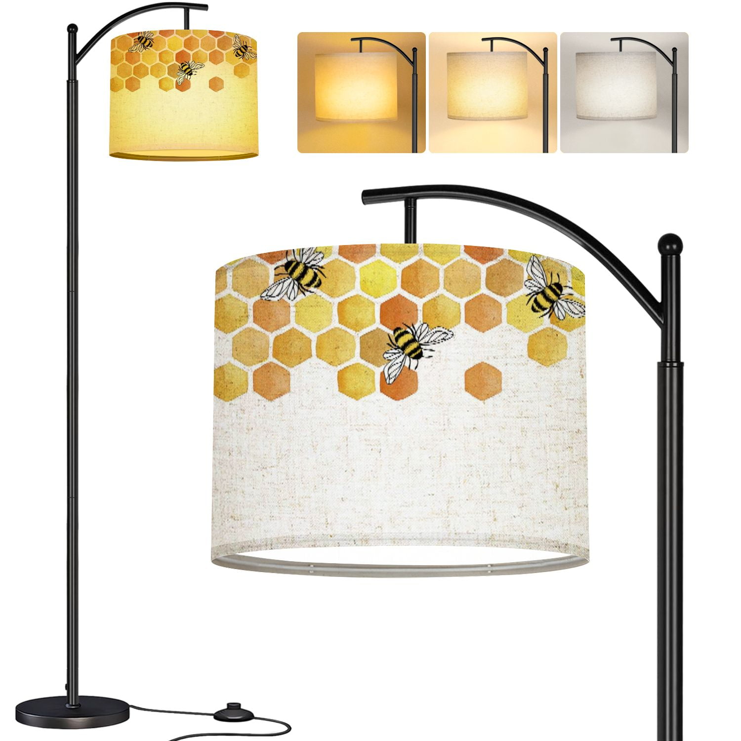 Arc Floor Lamp Seamless border frame honeycomb bees cute watercolor ...