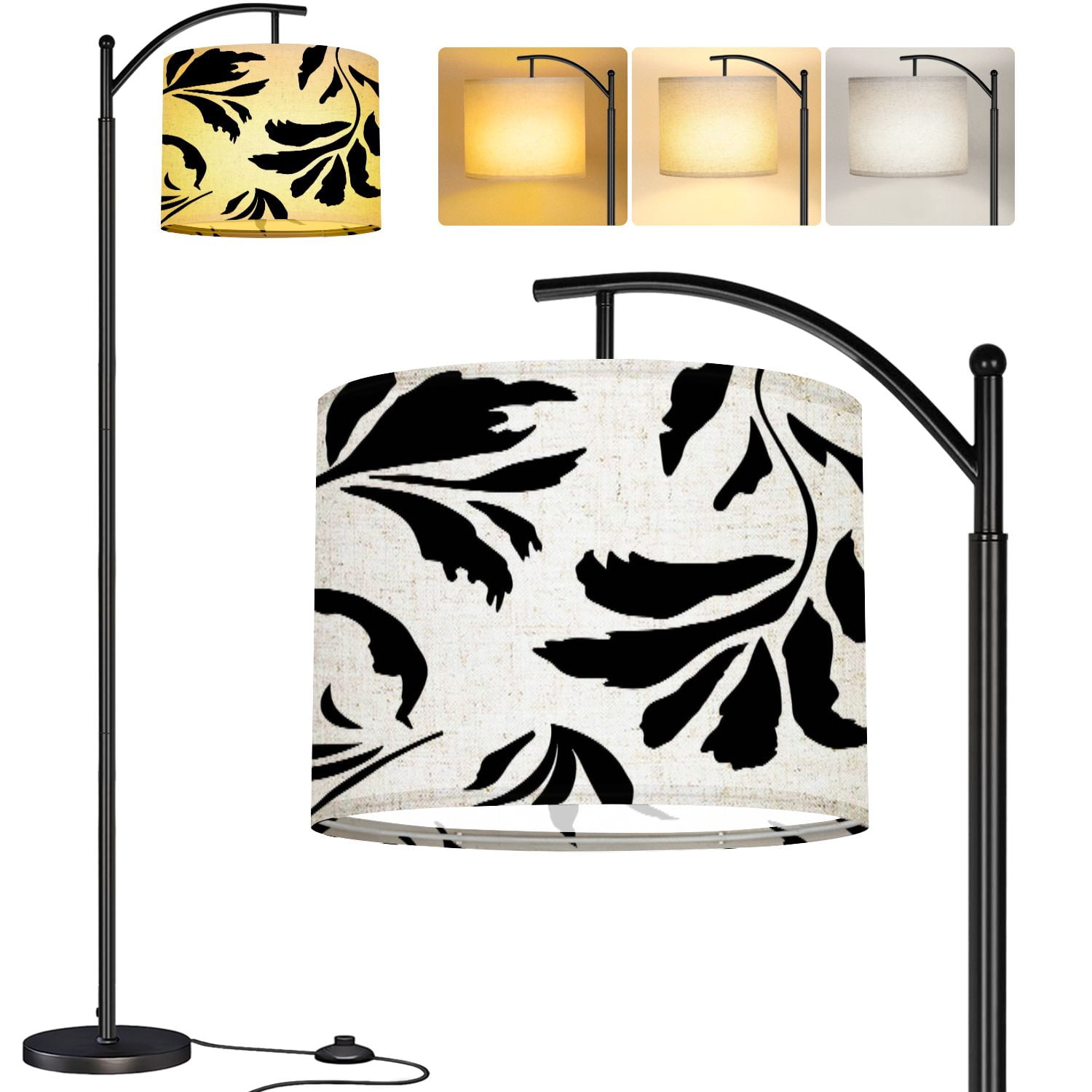 Arc Floor Lamp Seamless botanical pattern monochrome modern collage ...