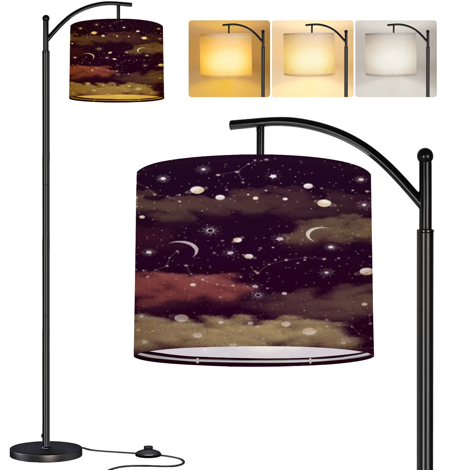 Arc Floor Lamp Seamless celestial night sky clouds featuring planets ...