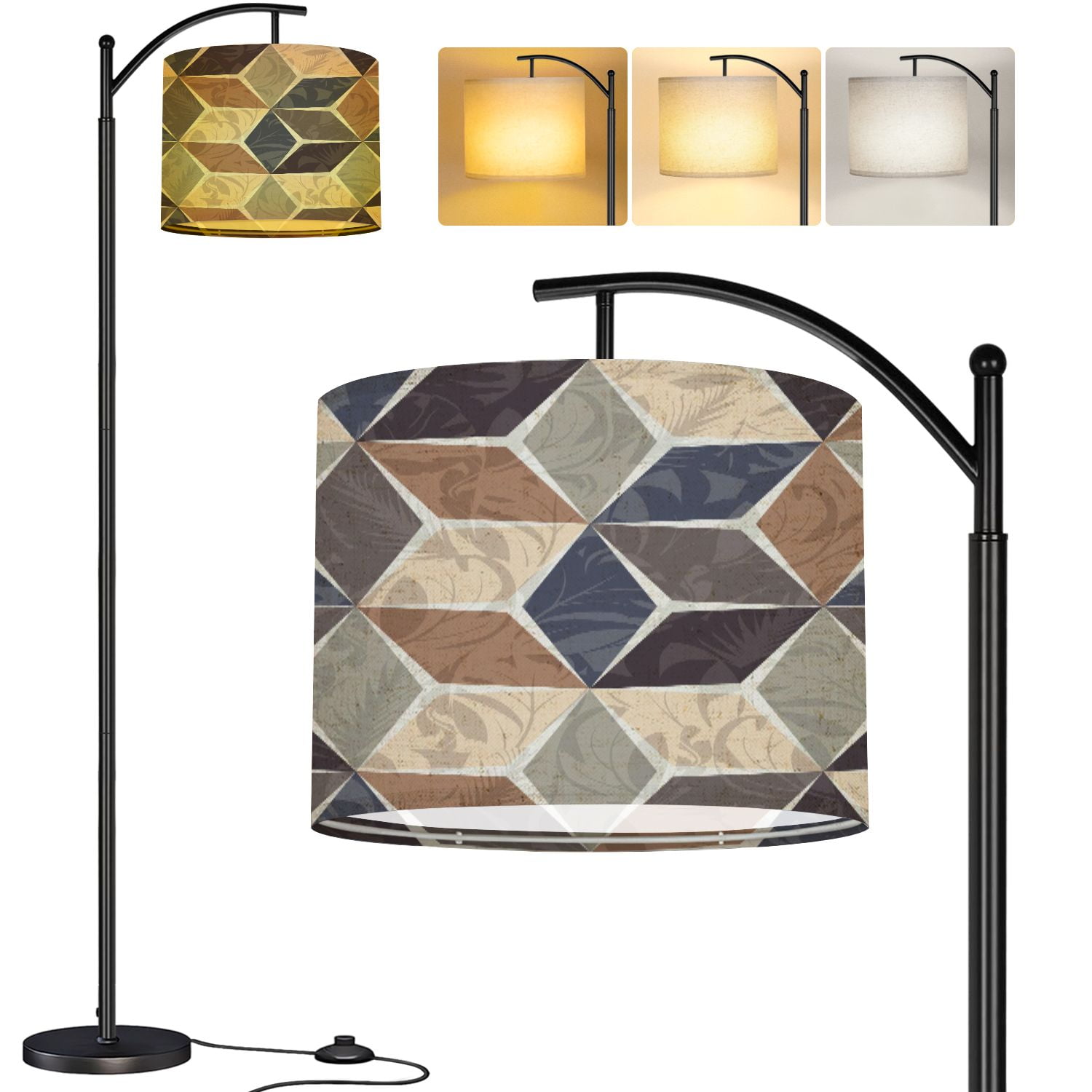 Arc Floor Lamp Seamless ceramic tile colorful patchwork Vintage multicolor Tall Modern Standing ...