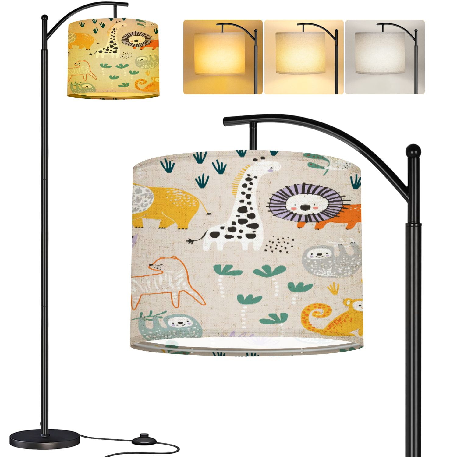 Arc Floor Lamp Seamless childish jungle pattern tiger lion crocodile ...