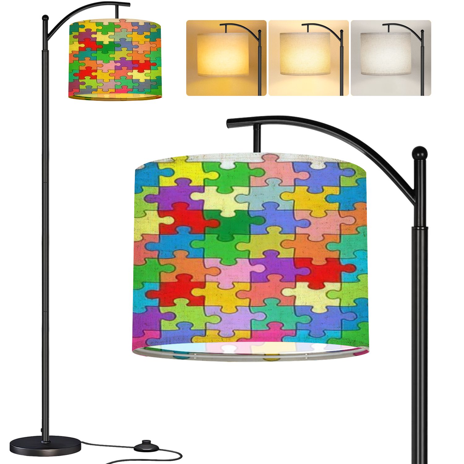 Arc Floor Lamp Seamless color puzzles Tall Modern Standing Lamp LED ...