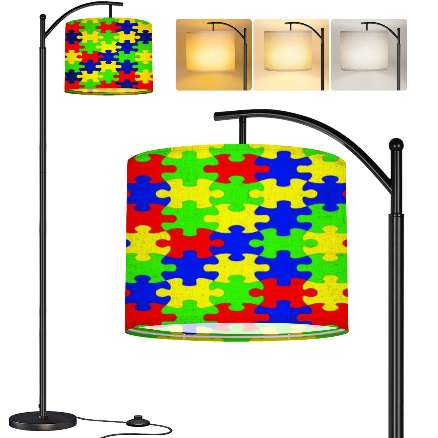 Arc Floor Lamp Seamless colorful jigsaw puzzles 3D Tall Modern Standing ...