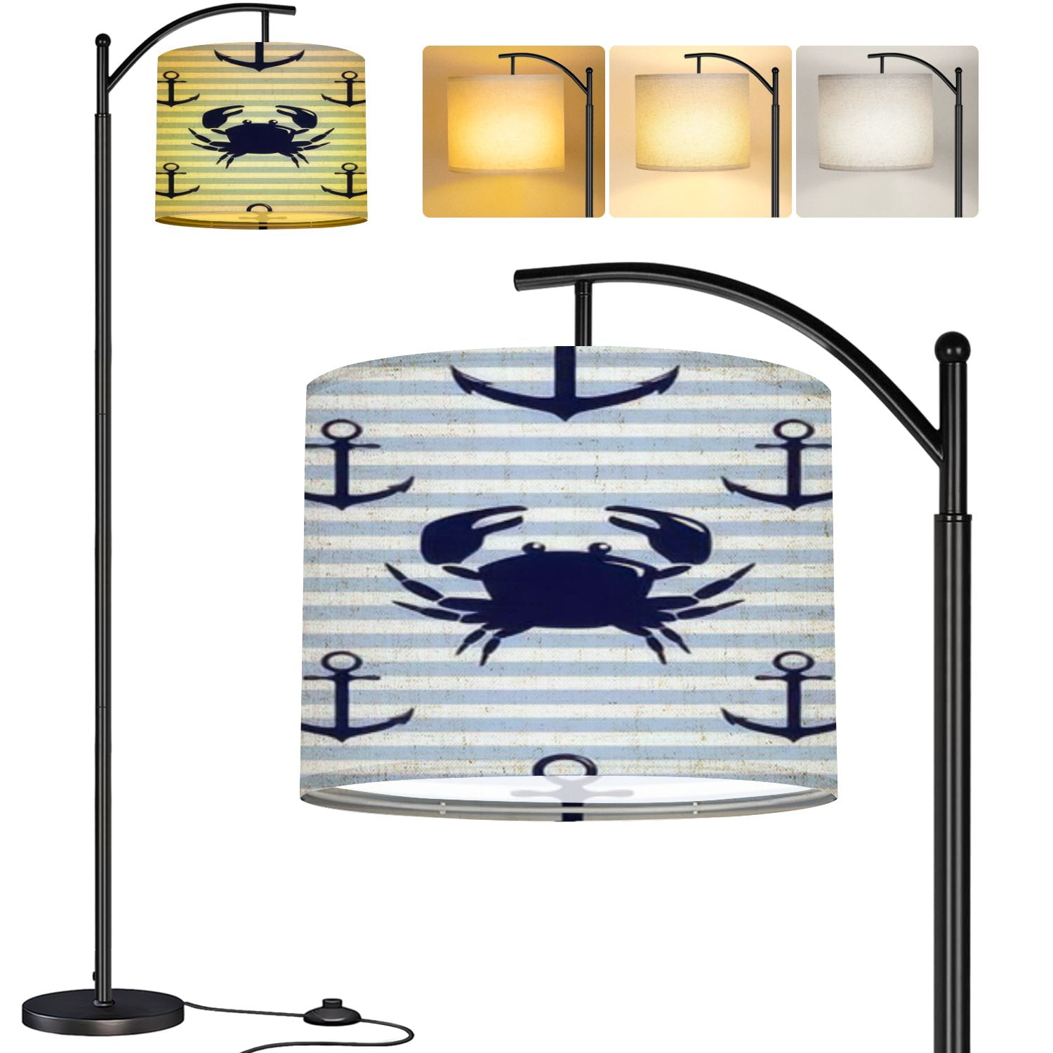 Arc Floor Lamp Seamless crab anchor striped Tall Modern Standing Lamp ...