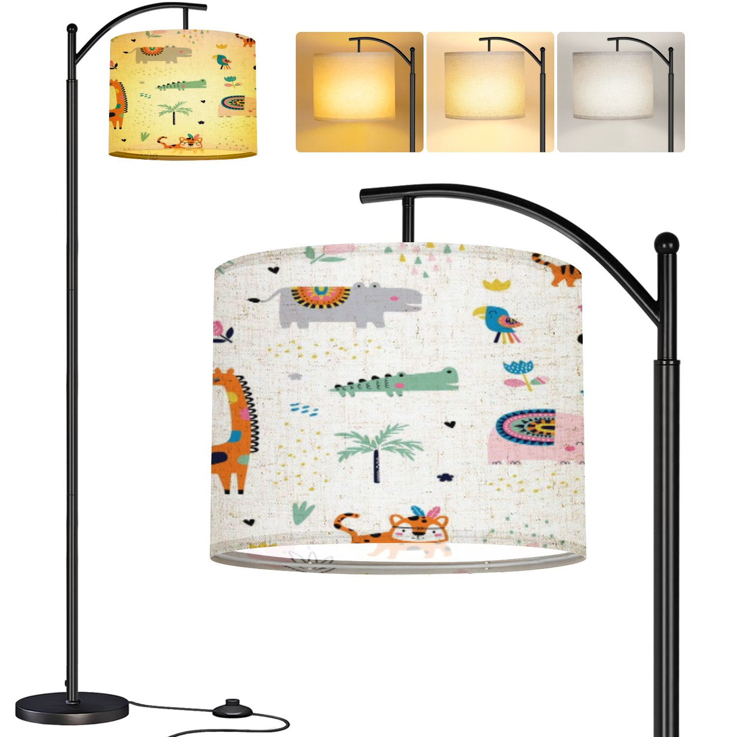 Arc Floor Lamp Seamless cute boho tropical animals Creative nursery for ...
