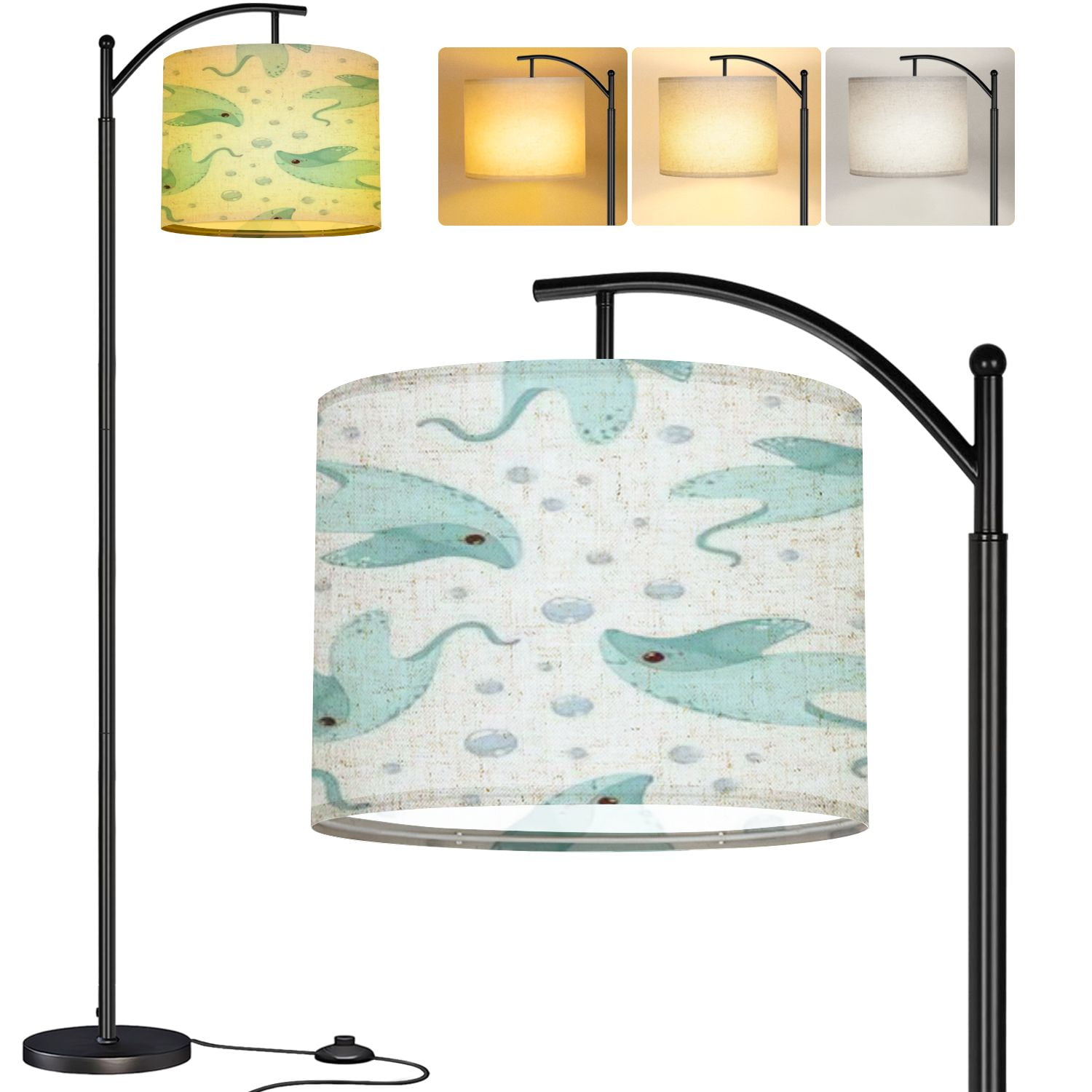 Arc Floor Lamp Seamless cute sea stingrays graphics Tall Modern ...