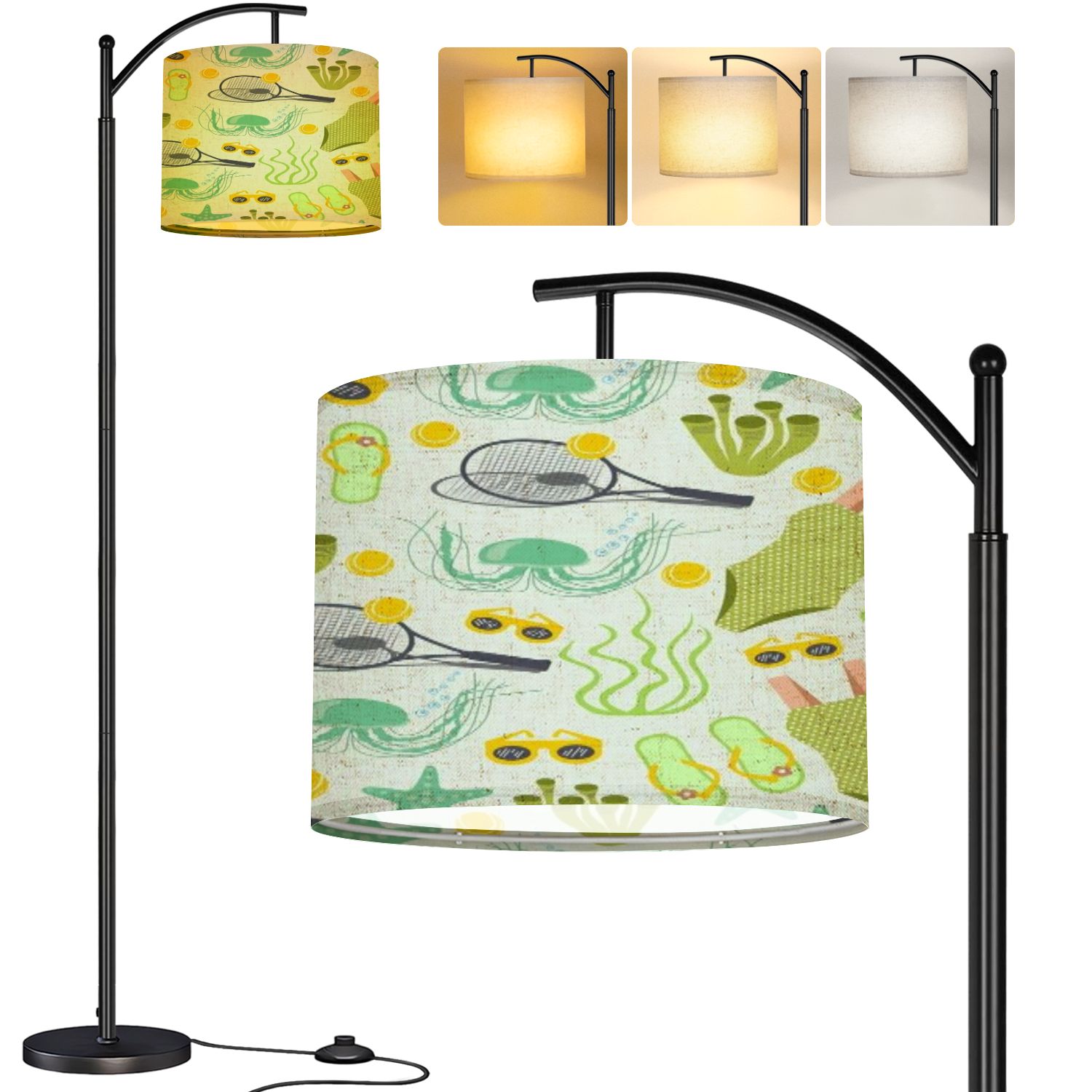 Arc Floor Lamp Seamless cute summer holiday beach elements Sea animals ...