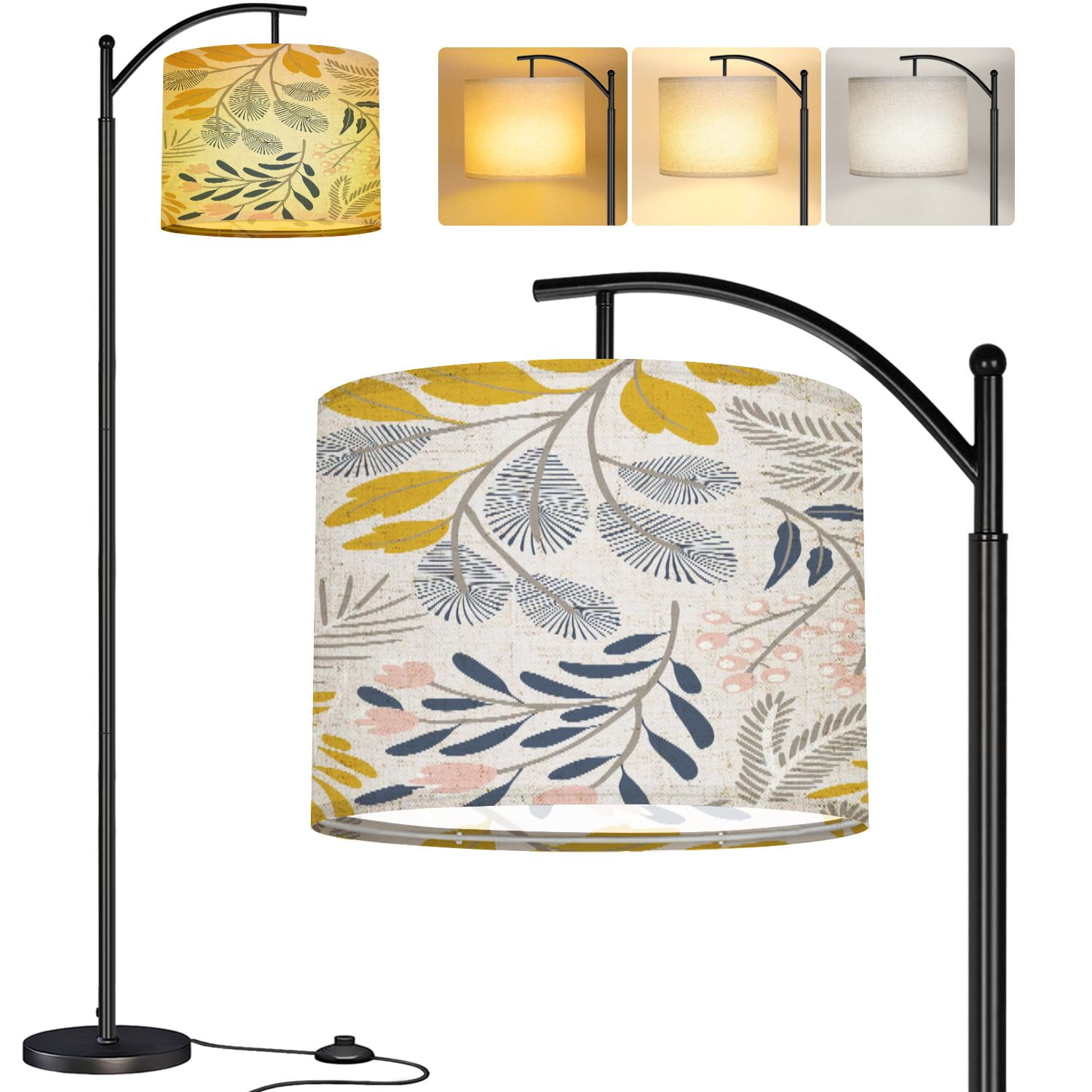 Arc Floor Lamp Seamless floral pattern Vibrant botanical Tall Modern ...