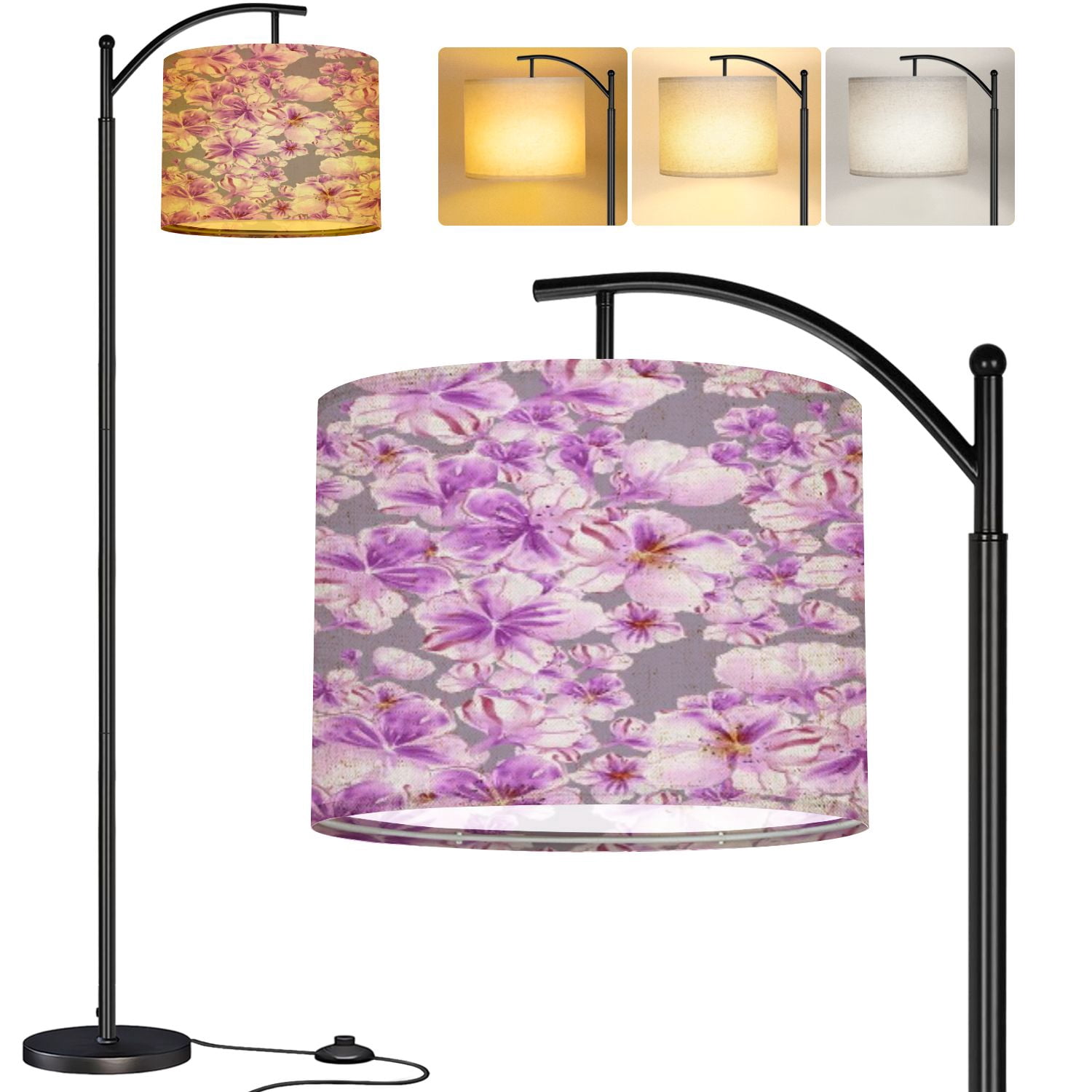 Arc Floor Lamp Seamless floral pattern watercolor hand painted stylized ...