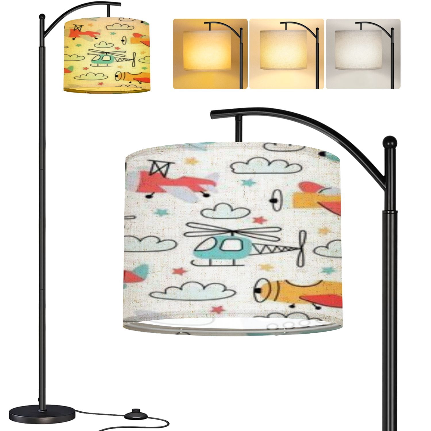 Arc Floor Lamp Seamless for boy cartoon kids airplane Tall Modern ...