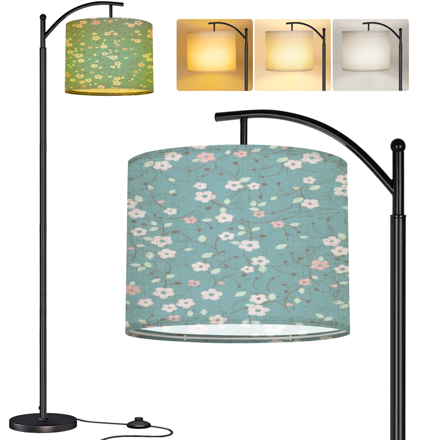 Arc Floor Lamp Seamless forget me not flowers Floral Tall Modern ...
