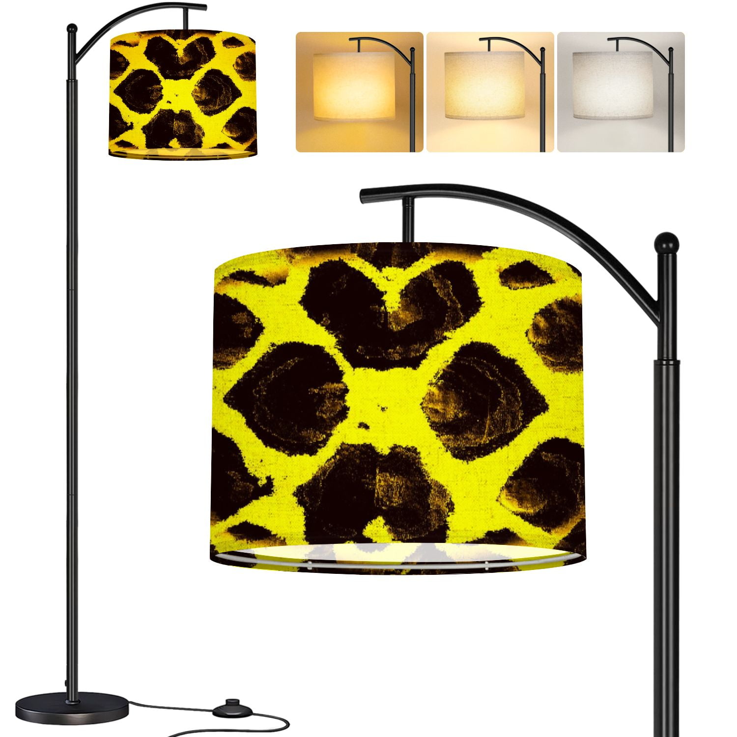 Arc Floor Lamp Seamless gold black animal print paper fabric Leopard ...