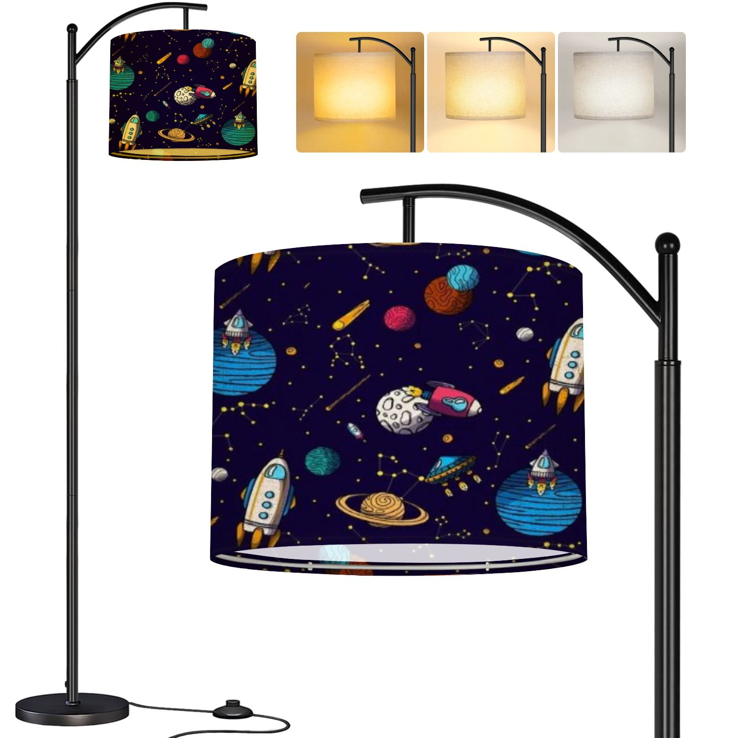 Arc Floor Lamp Seamless hand drawn space elements space rocket star ...