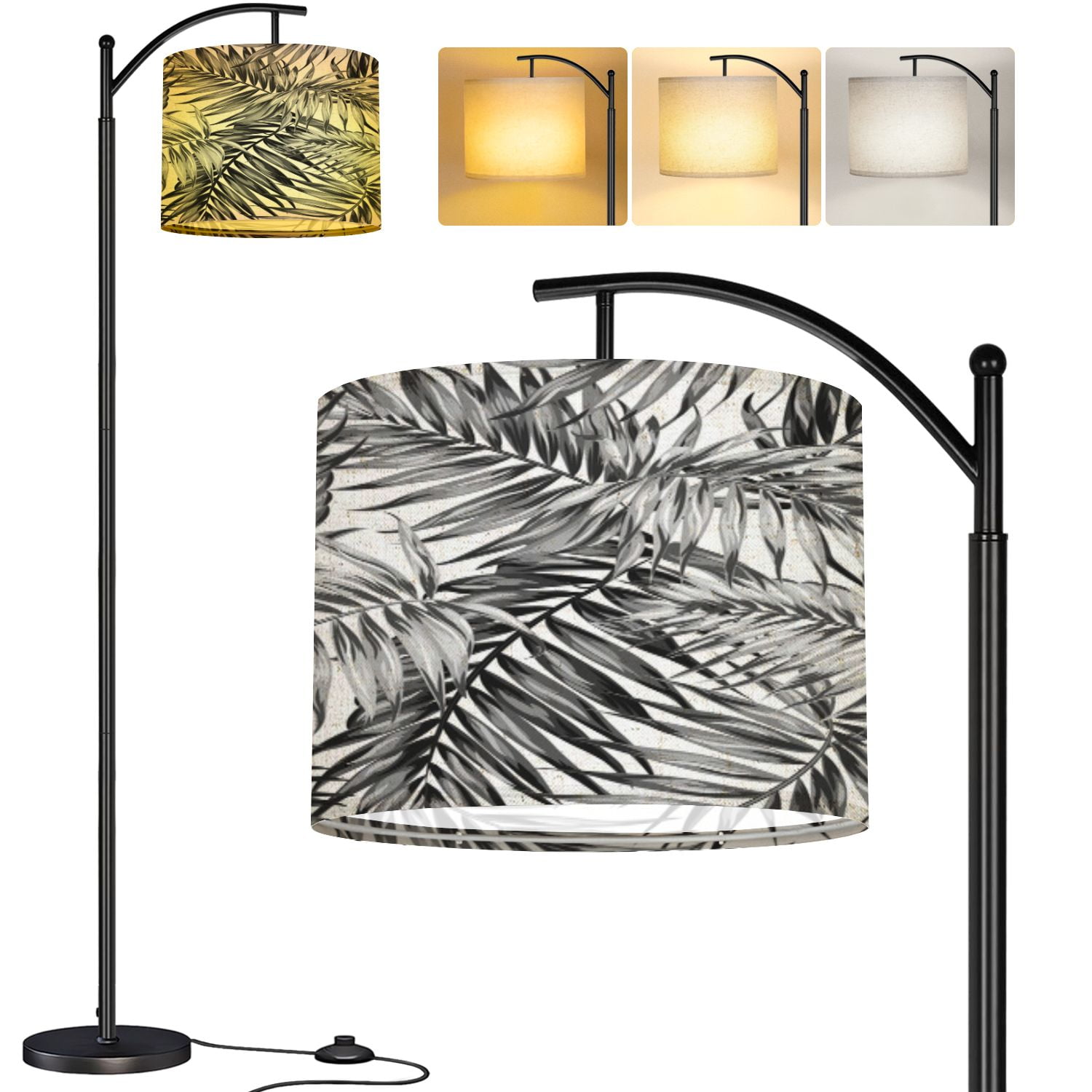 Arc Floor Lamp Seamless hand drawn tropic exotic botanical pattern ...