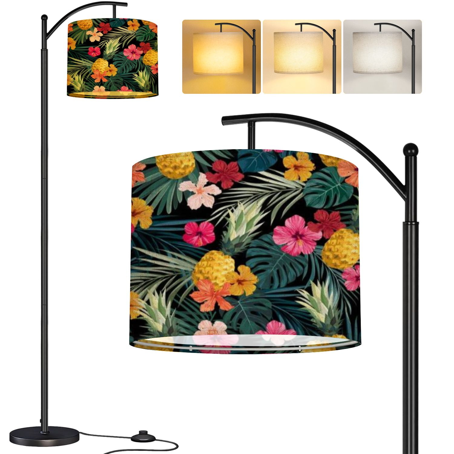 Arc Floor Lamp Seamless hand drawn tropical pattern exotic palm leaves ...