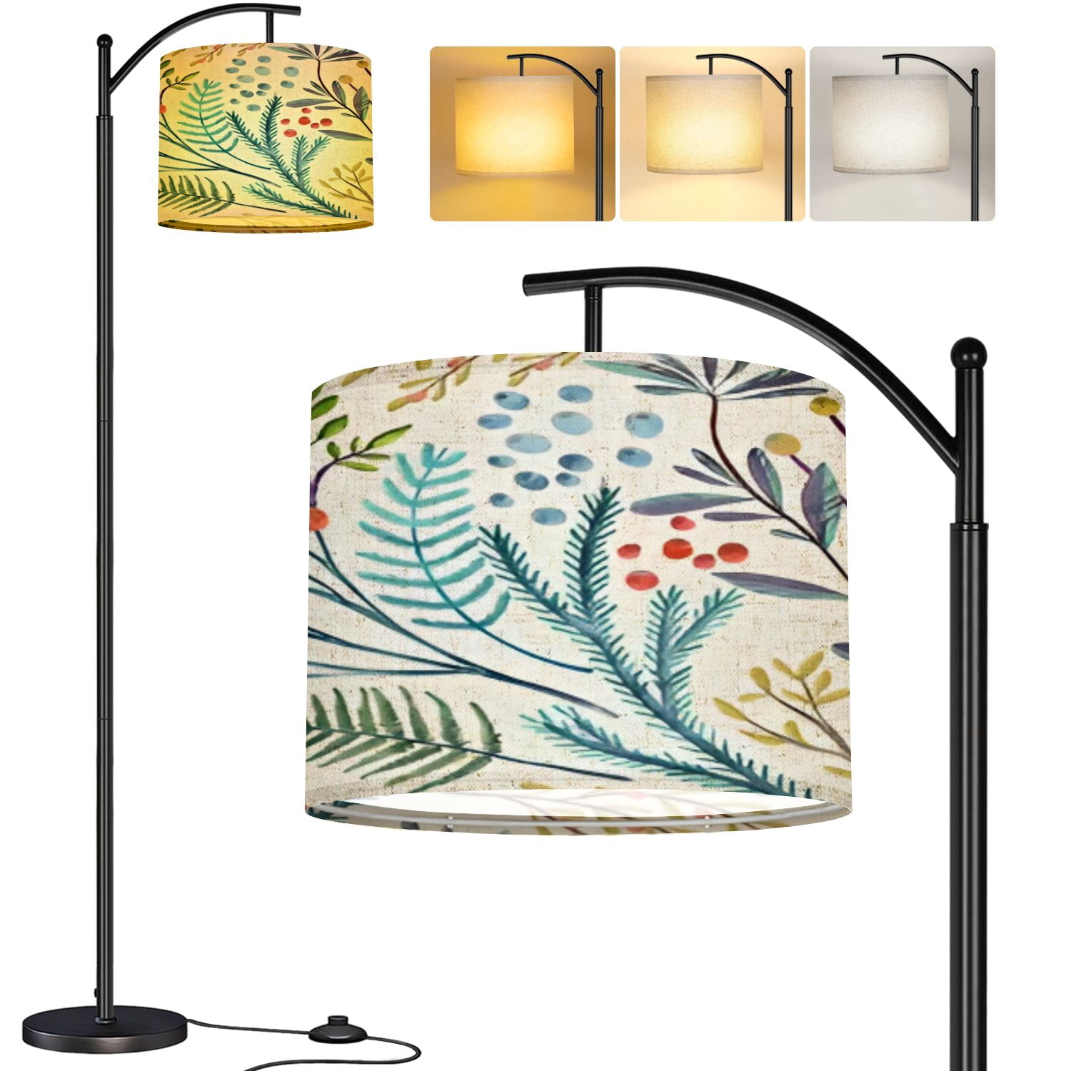 Arc Floor Lamp Seamless hand illustrated floral pattern paper texture ...