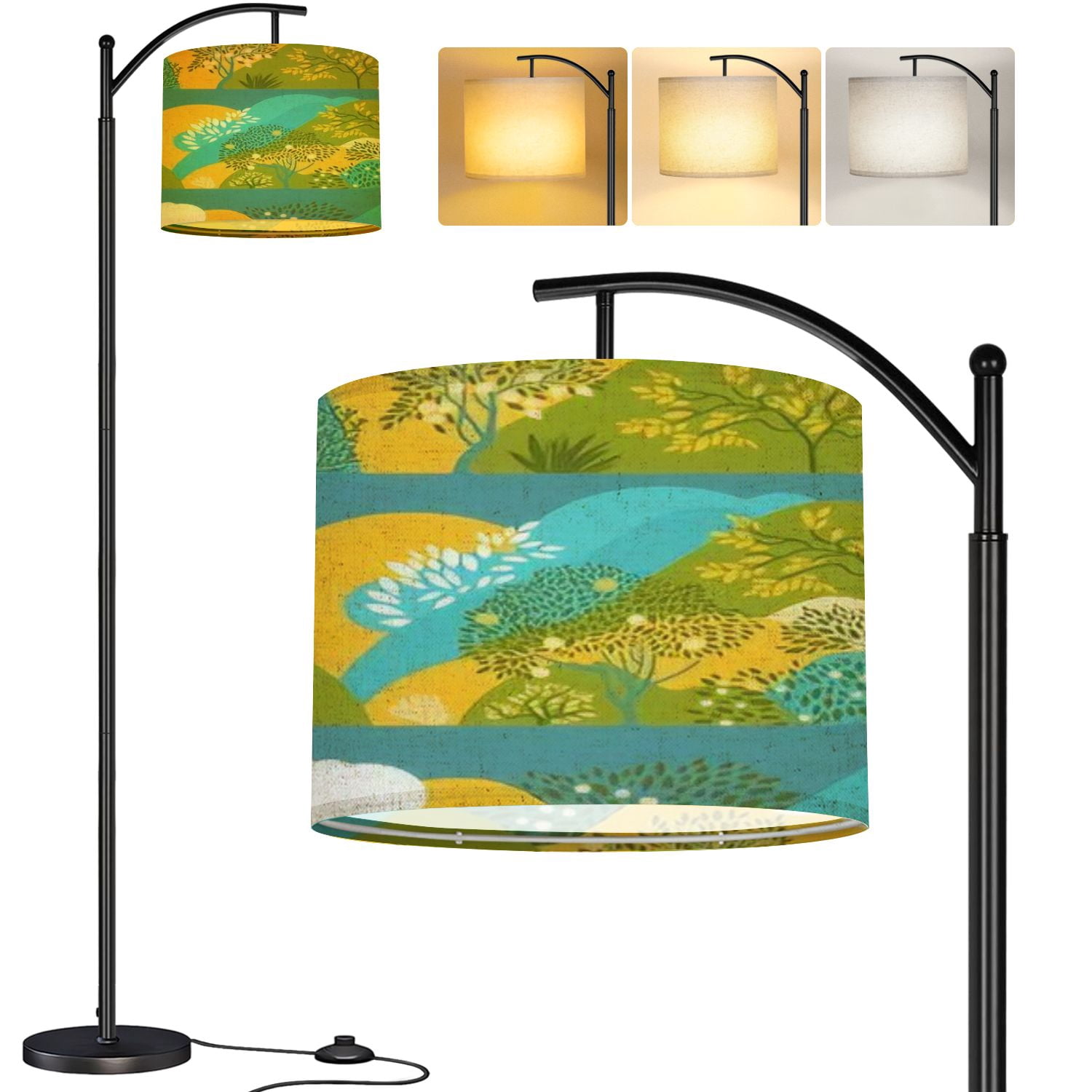 Arc Floor Lamp Seamless hilly landscape trees bushes plants Growing ...