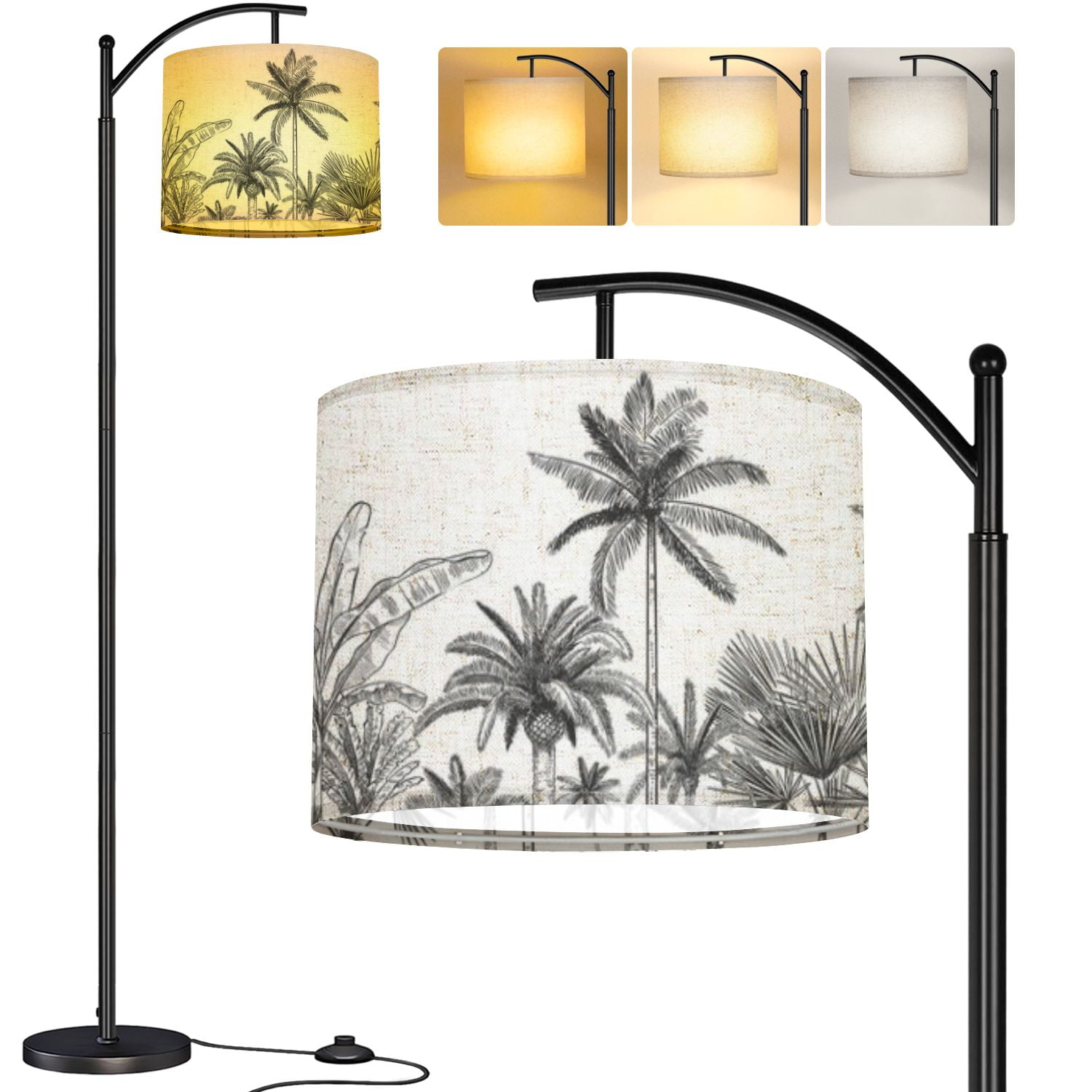 Arc Floor Lamp Seamless horizontal tropical Hand drawn palm trees ...
