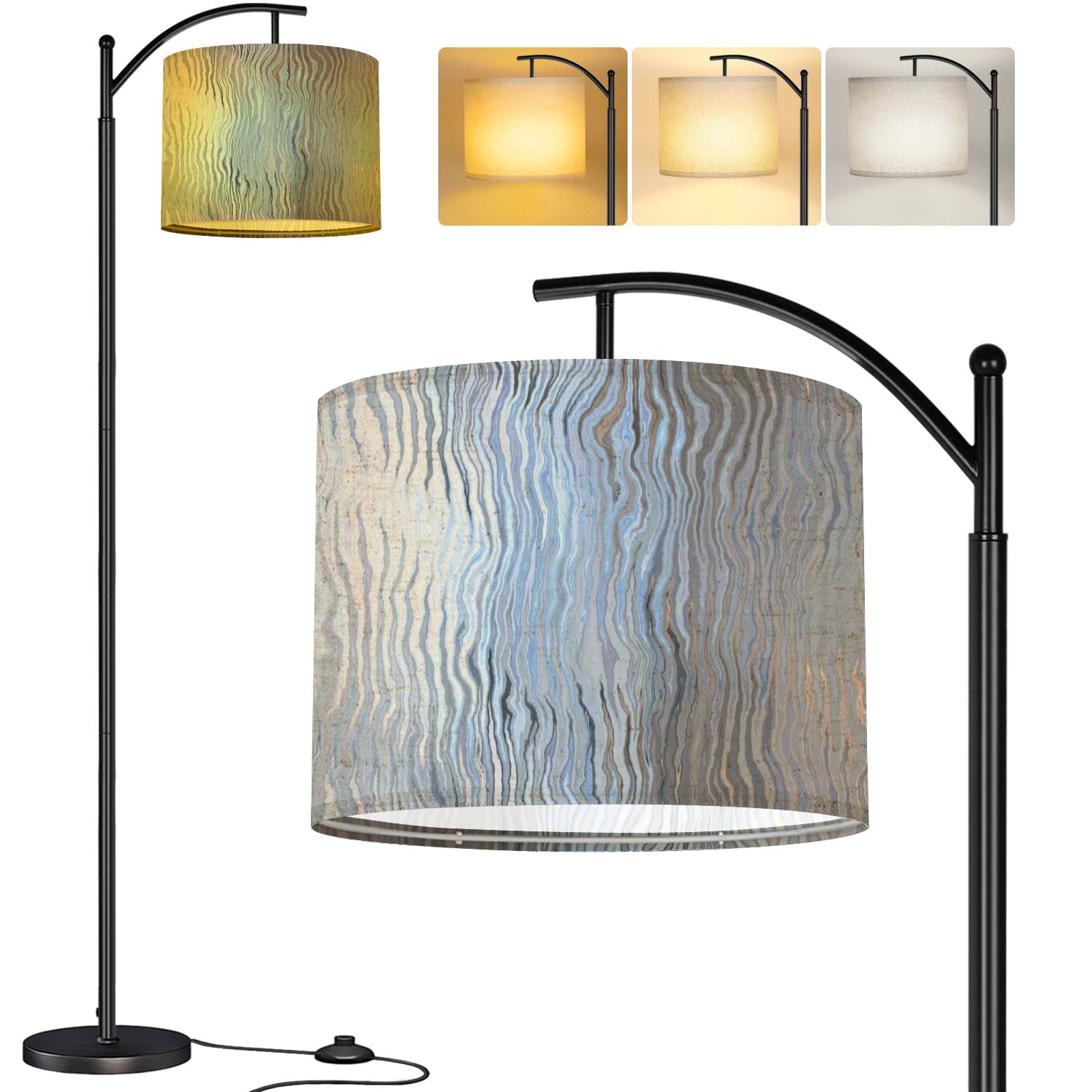 Arc Floor Lamp Seamless iridescent silver abstract wavy marble tiger ...
