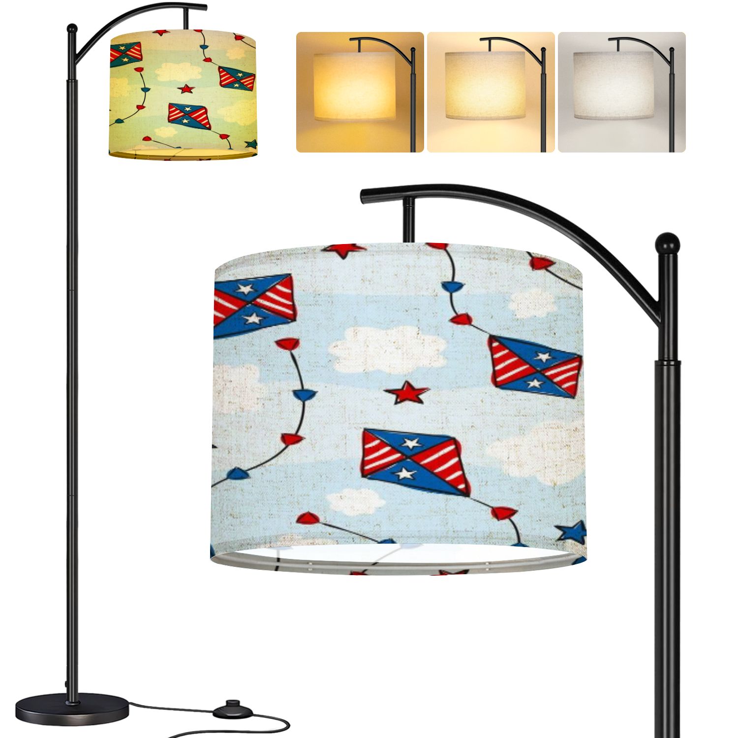 Arc Floor Lamp Seamless kids pattern for Independence Day hand drawn ...