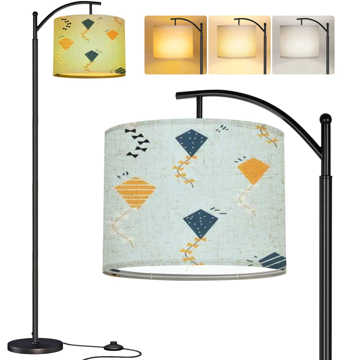 Arc Floor Lamp Seamless kites Kids cute print hand drawn Tall Modern ...