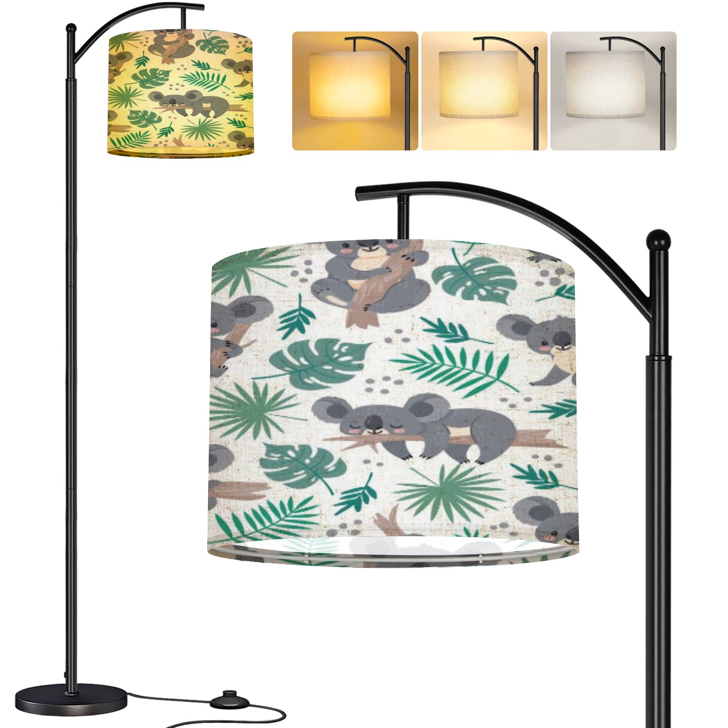 Arc Floor Lamp Seamless koalas Cute australian bears tropical leaves ...