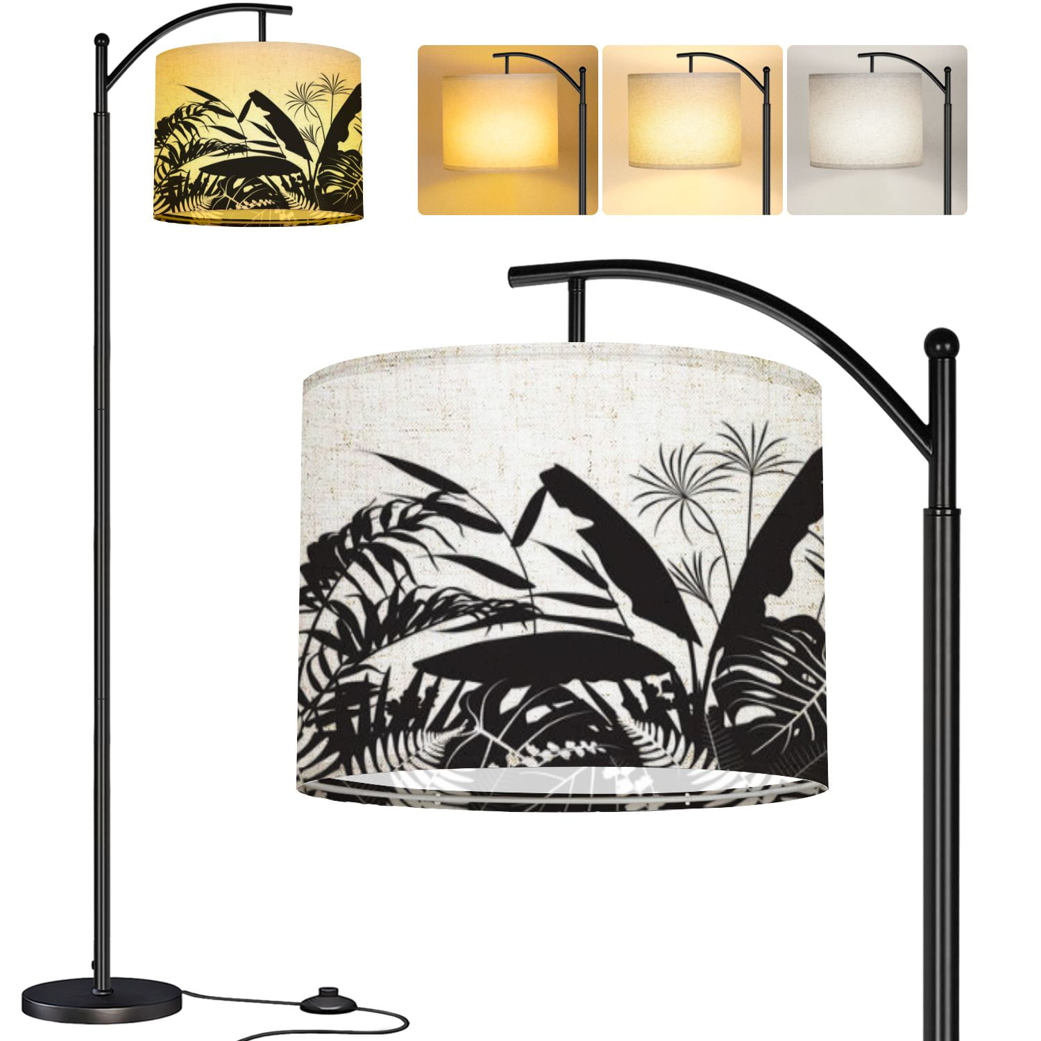 Arc Floor Lamp Seamless line horizontal pattern made tropical plants ...