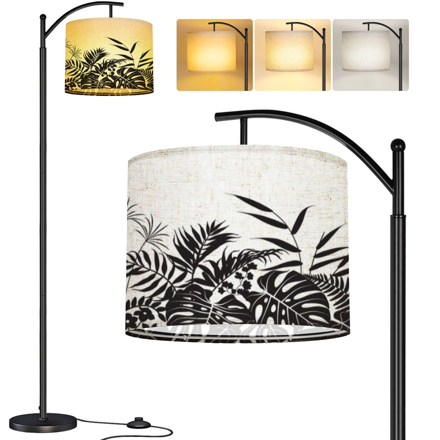 Arc Floor Lamp Seamless line horizontal pattern made tropical plants ...