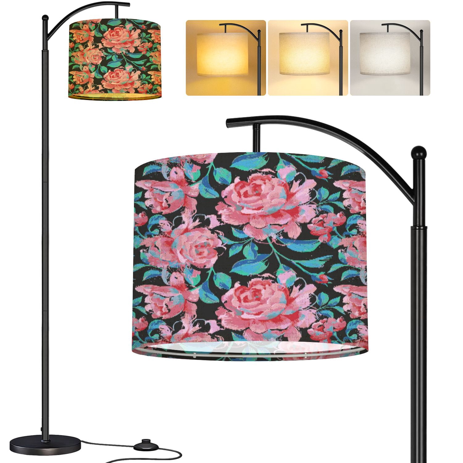 Arc Floor Lamp Seamless made large roses Tall Modern Standing Lamp LED ...