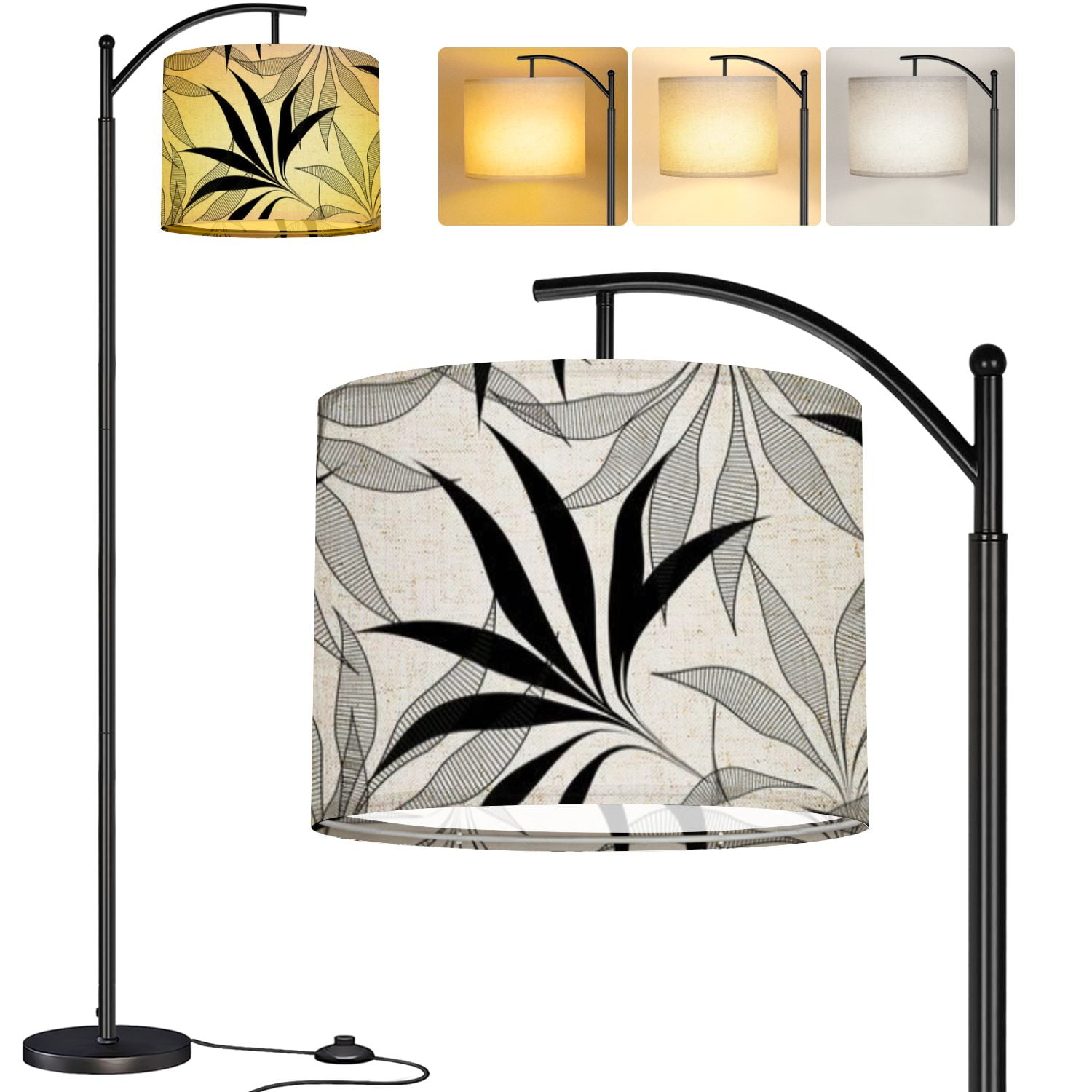 Arc Floor Lamp Seamless minimalist tropical leaf pattern Elegant modern ...