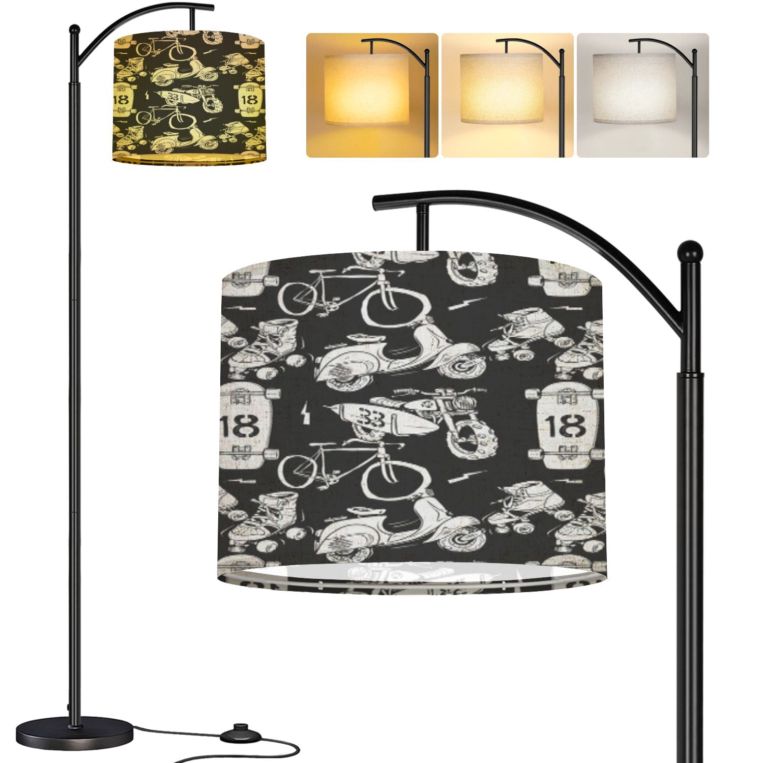 Arc Floor Lamp Seamless motorbike surfboard skate roller moped bicycle ...