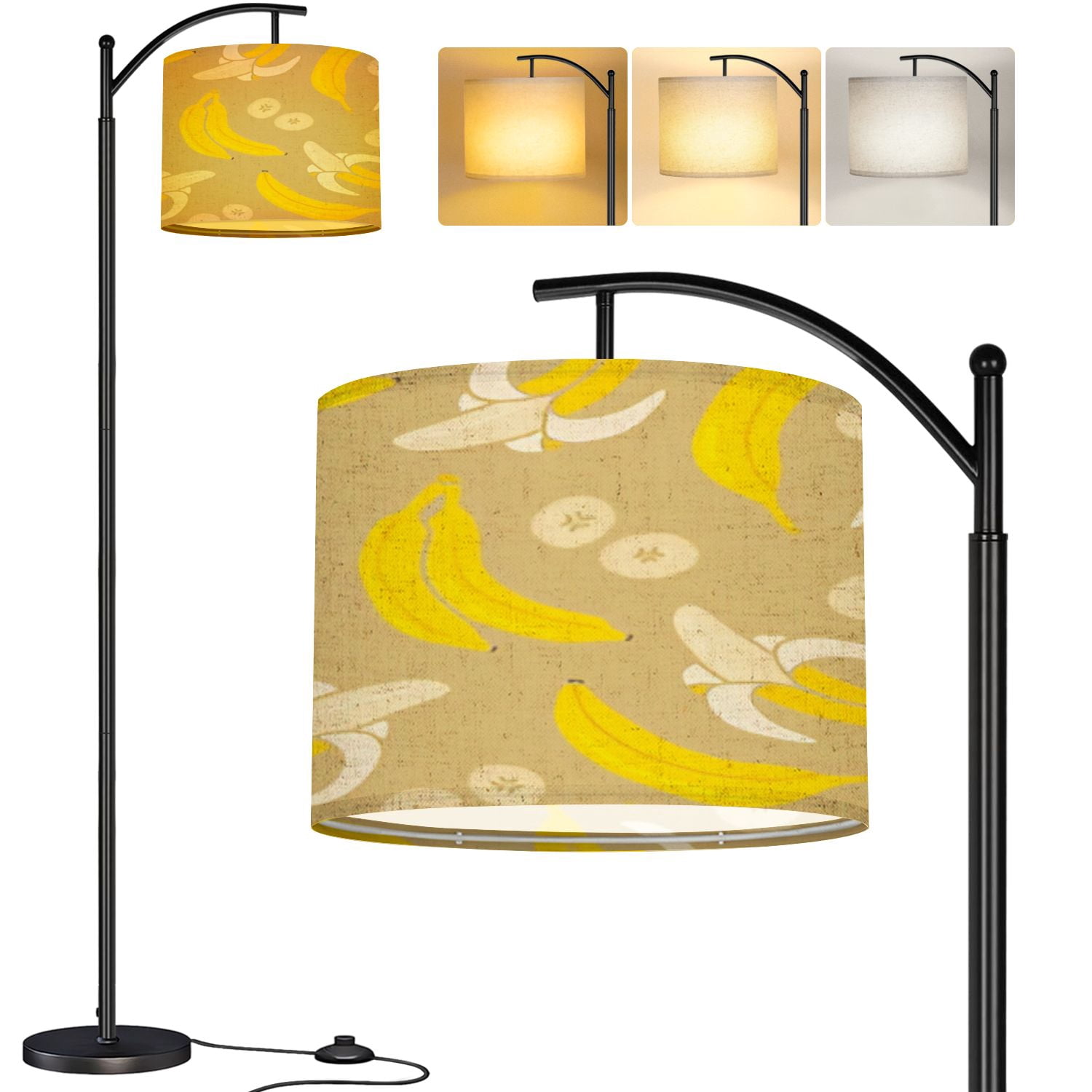 Arc Floor Lamp Seamless pattern bananas Tall Modern Standing Lamp LED ...
