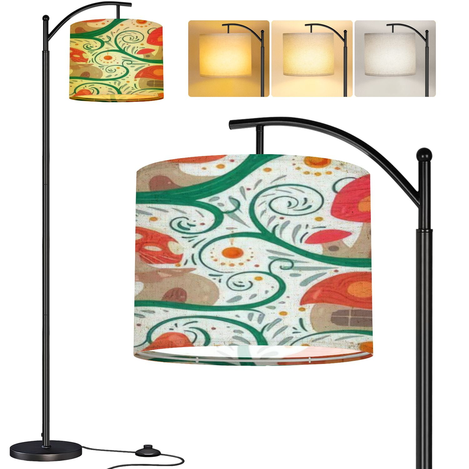 Arc Floor Lamp Seamless pattern cartoon fairy tale porcini house liana ...