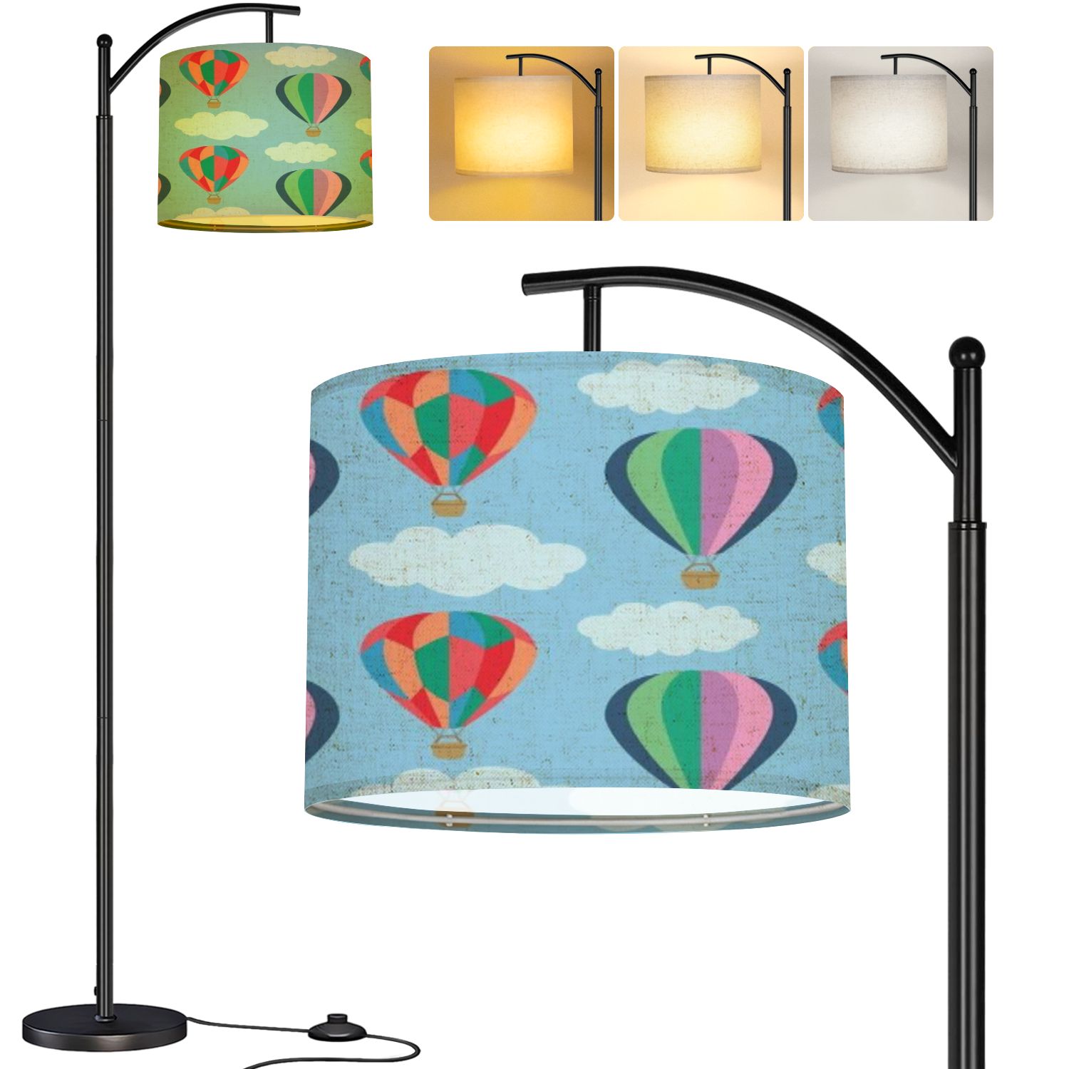 Arc Floor Lamp Seamless pattern colorful kites clouds sky summer flat ...