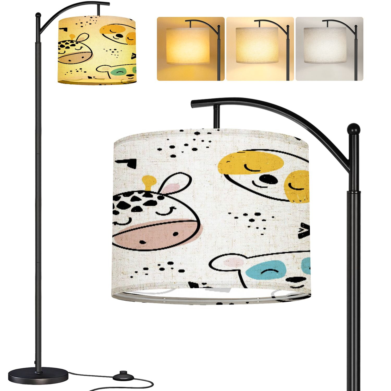 Arc Floor Lamp Seamless pattern cute animal faces Sloth panda bear ...