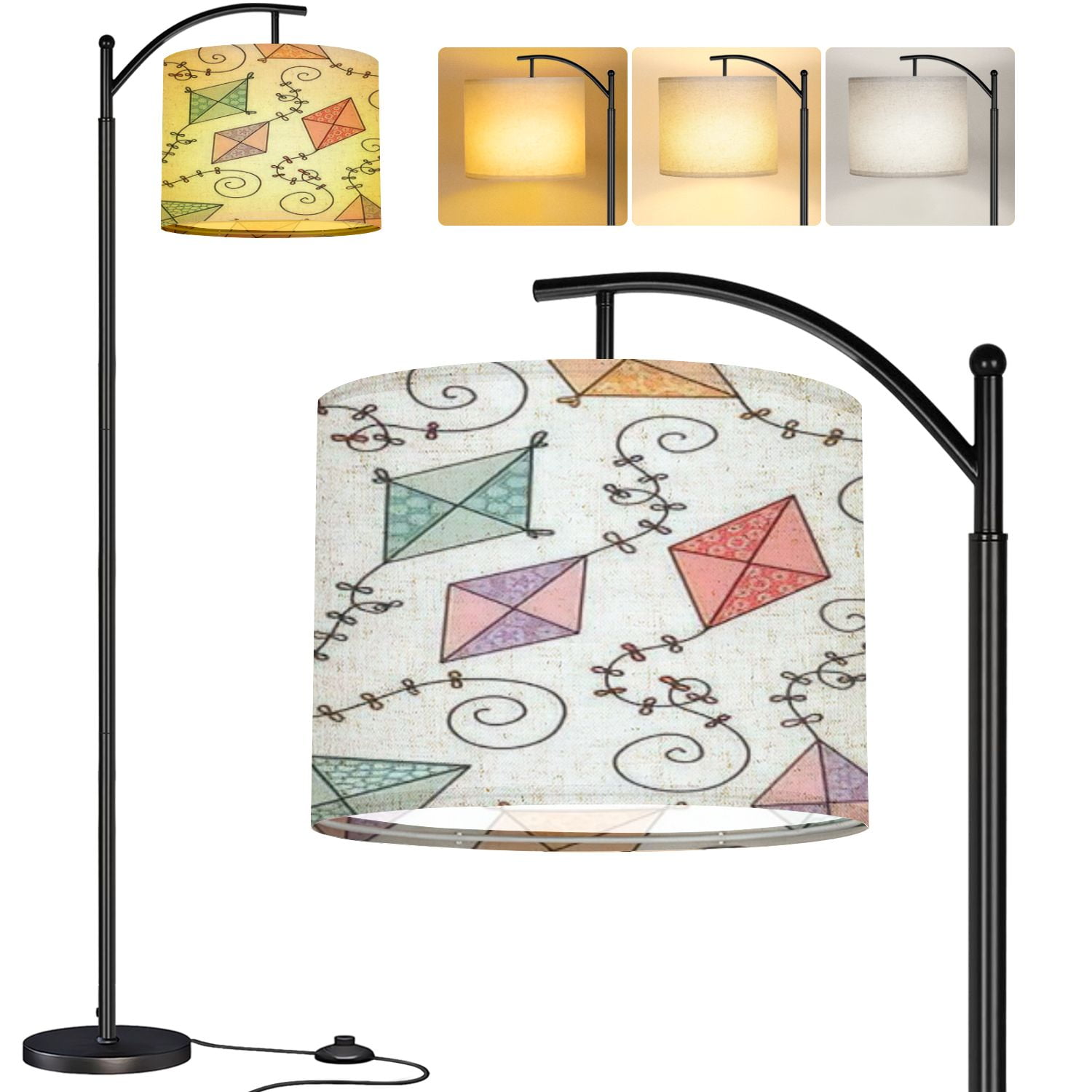 Arc Floor Lamp Seamless pattern cute hand drawn kites Fun summer ...