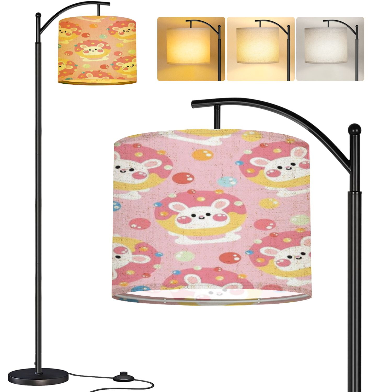 Arc Floor Lamp Seamless pattern cute rabbit wear donut hat candy Rodent ...