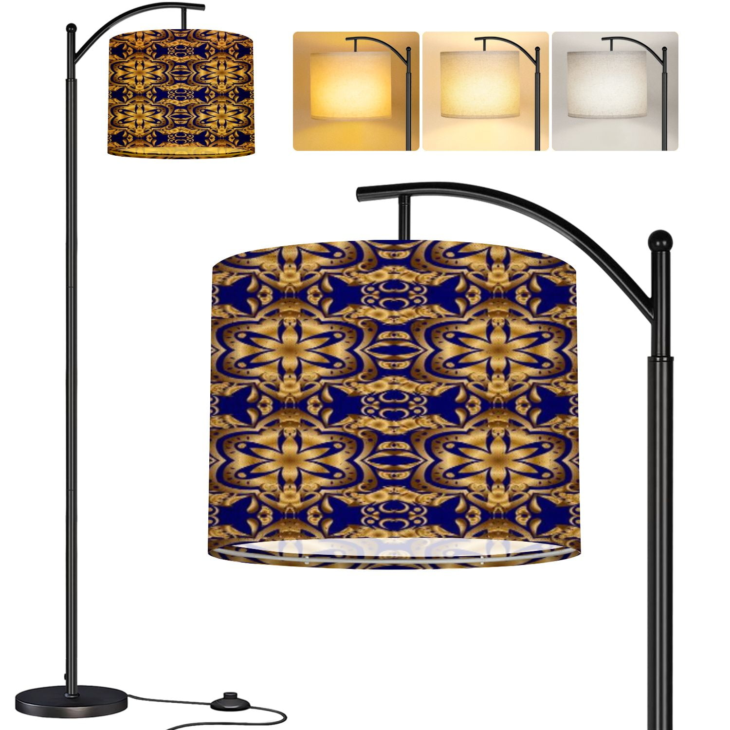 Arc Floor Lamp Seamless pattern damask ornament Seamless golden ...