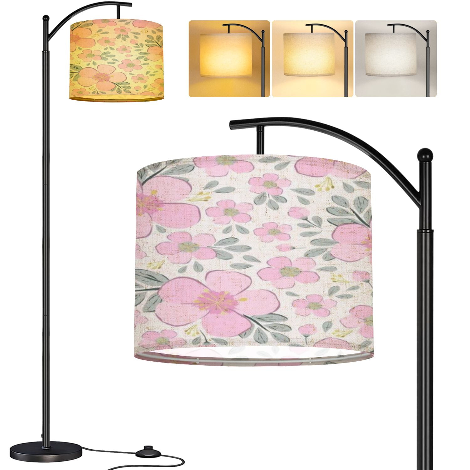 Arc Floor Lamp Seamless pattern delicate pink flowers light blooming ...