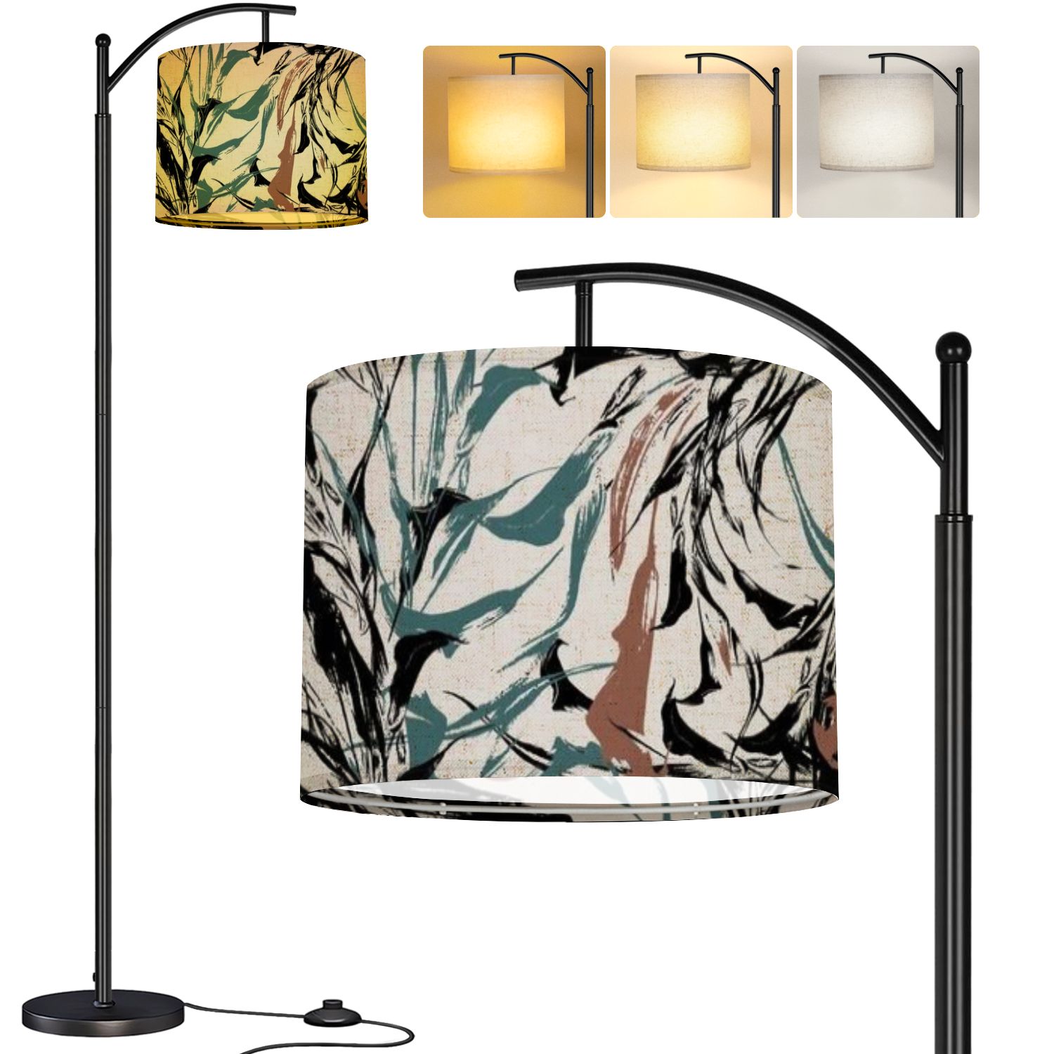 Arc Floor Lamp Seamless pattern flower pattern Botanical modern fabric ...
