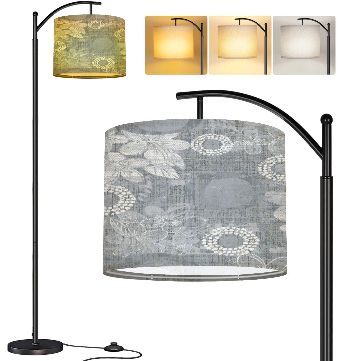 Arc Floor Lamp Seamless pattern flowers leaves Abstract floral ...