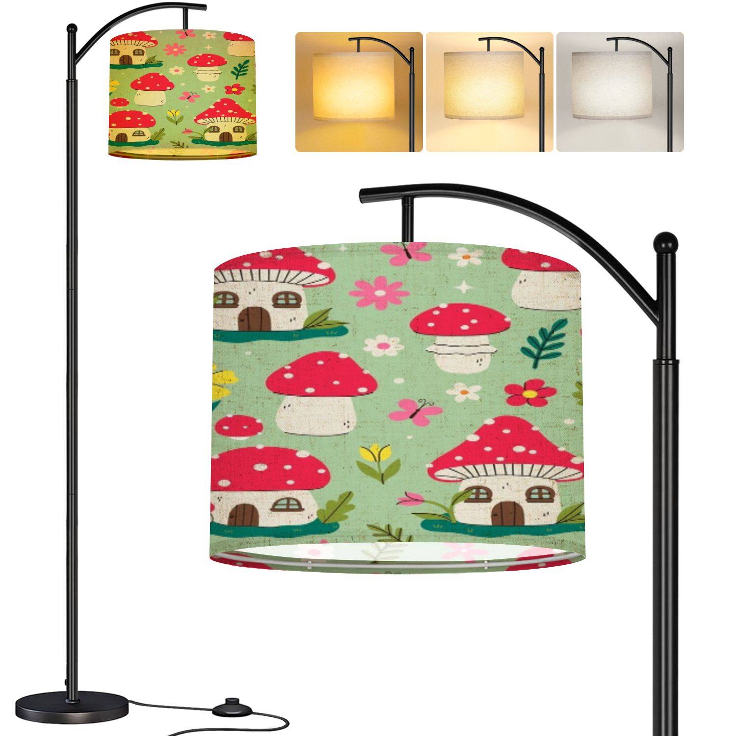 Arc Floor Lamp Seamless pattern fly agarics fairy houses fly agarics ...
